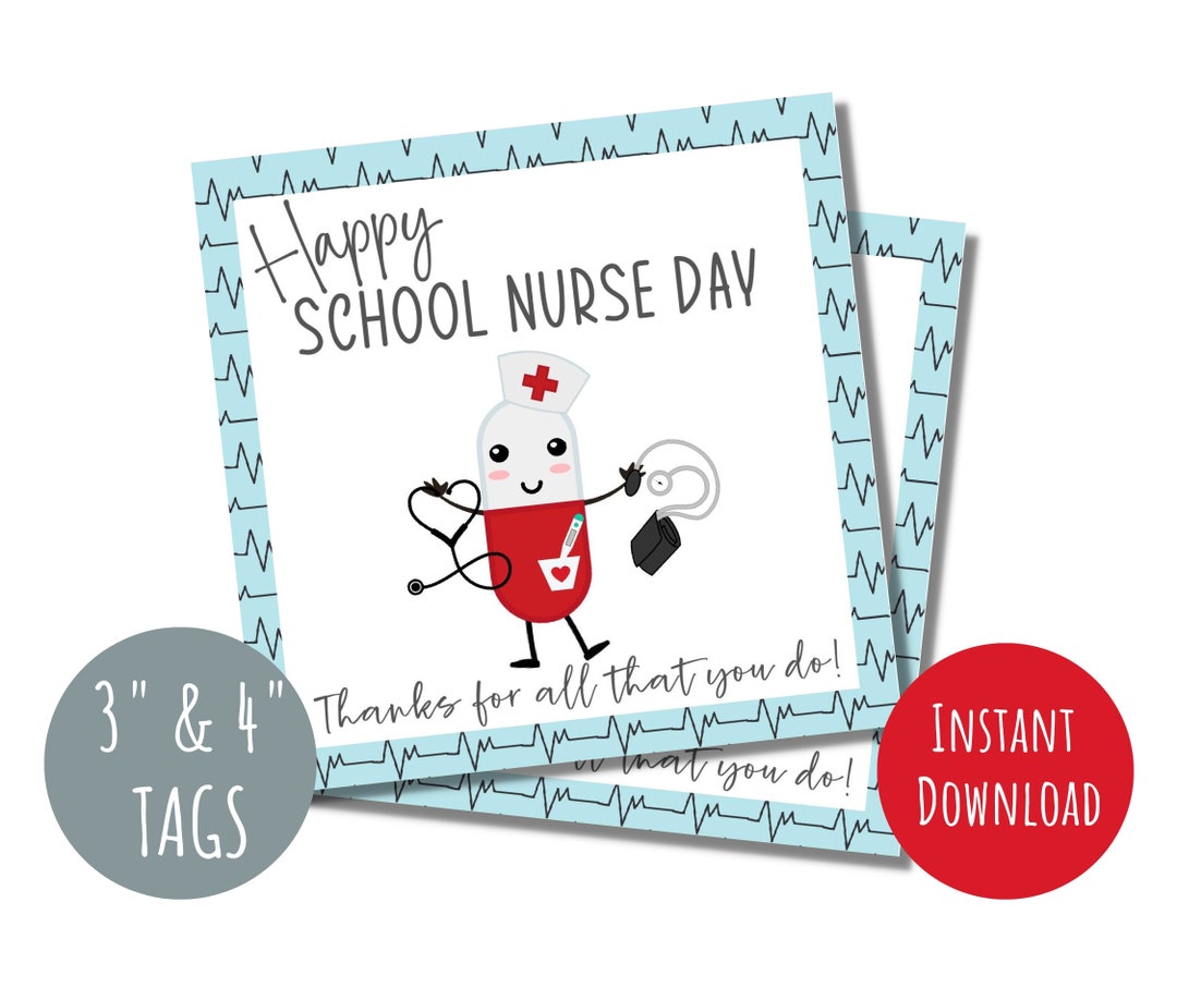 School Nurse Day Appreciation Gift Tag, Printable Thank You ...