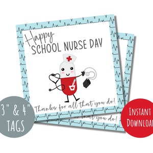 School Nurse Day Appreciation Gift Tag, Printable Thank You ...