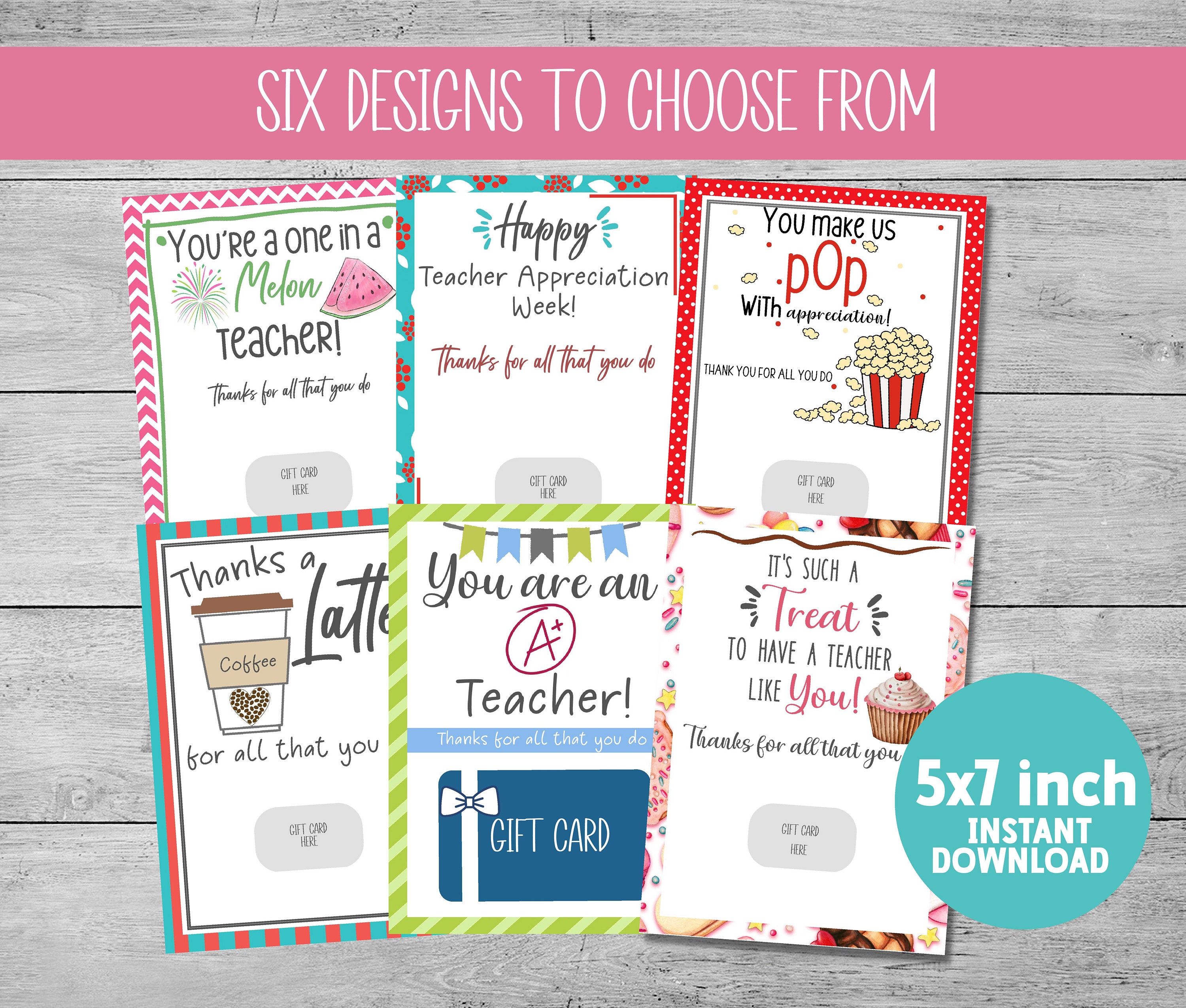 Teacher Appreciation Week Gift Card Holder, Printable Thank You Card ...