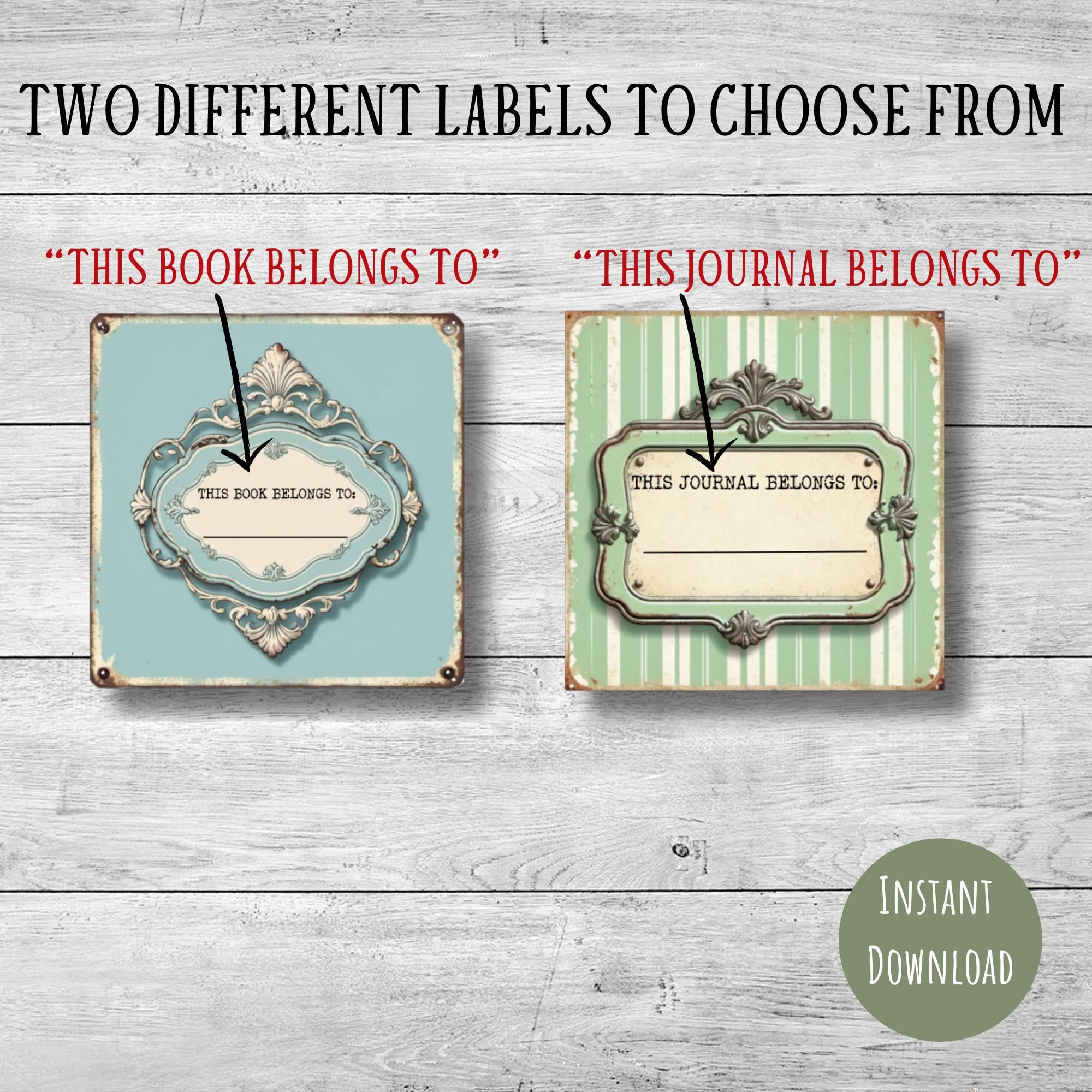 Vintage Book Name Labels, Junk Journal Book Plates, Journal ...