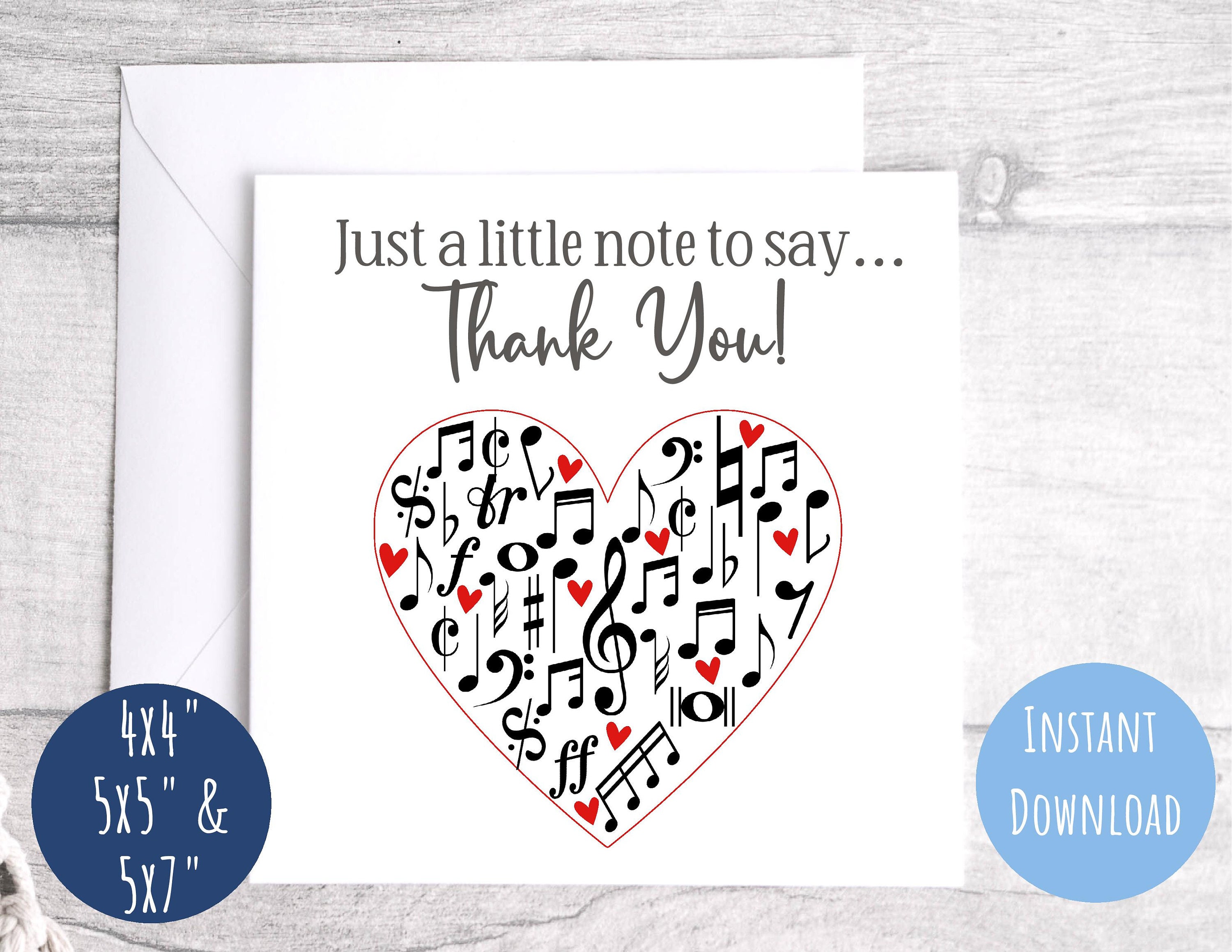 Music Teacher Appreciation Card, Printable Thank You for Piano Teacher ...