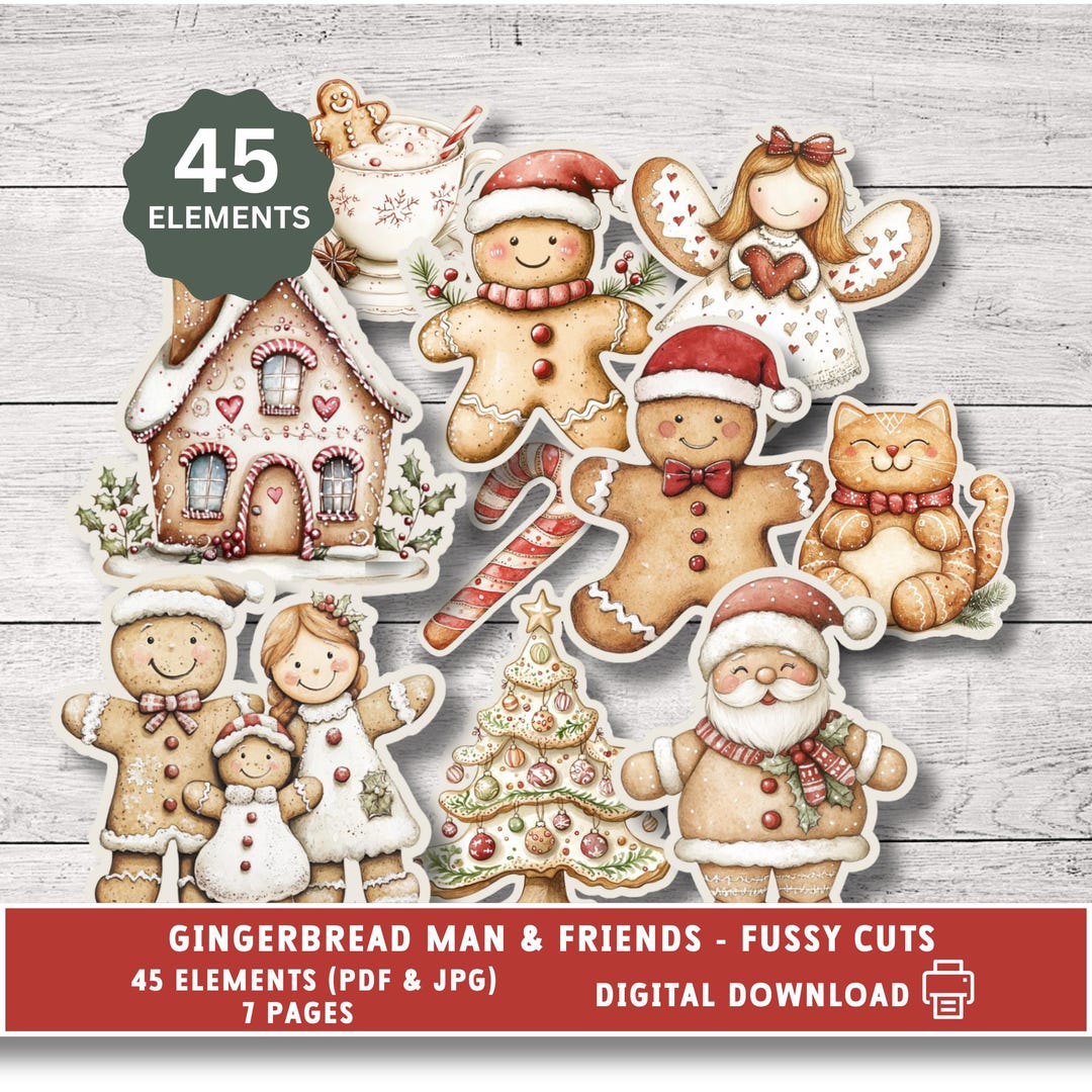 Gingerbread Man and Friends Fussy Cuts, Gingerbread Ephemera, 45 ...