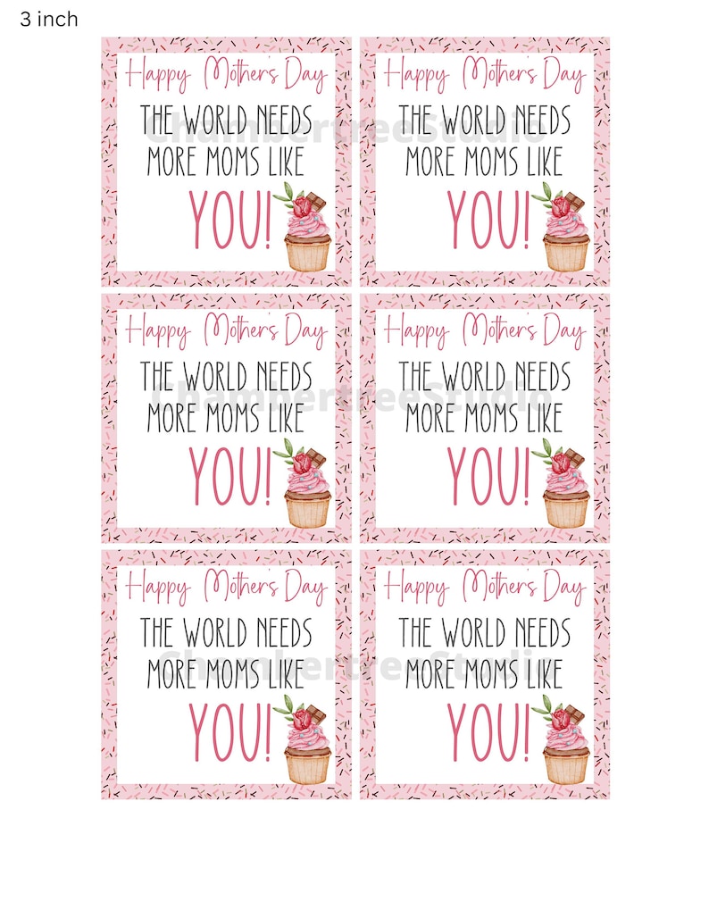 Mother's Day Gift Tag, Printable Cookie Tag, Mom Tags, 3" & 4" Square ...