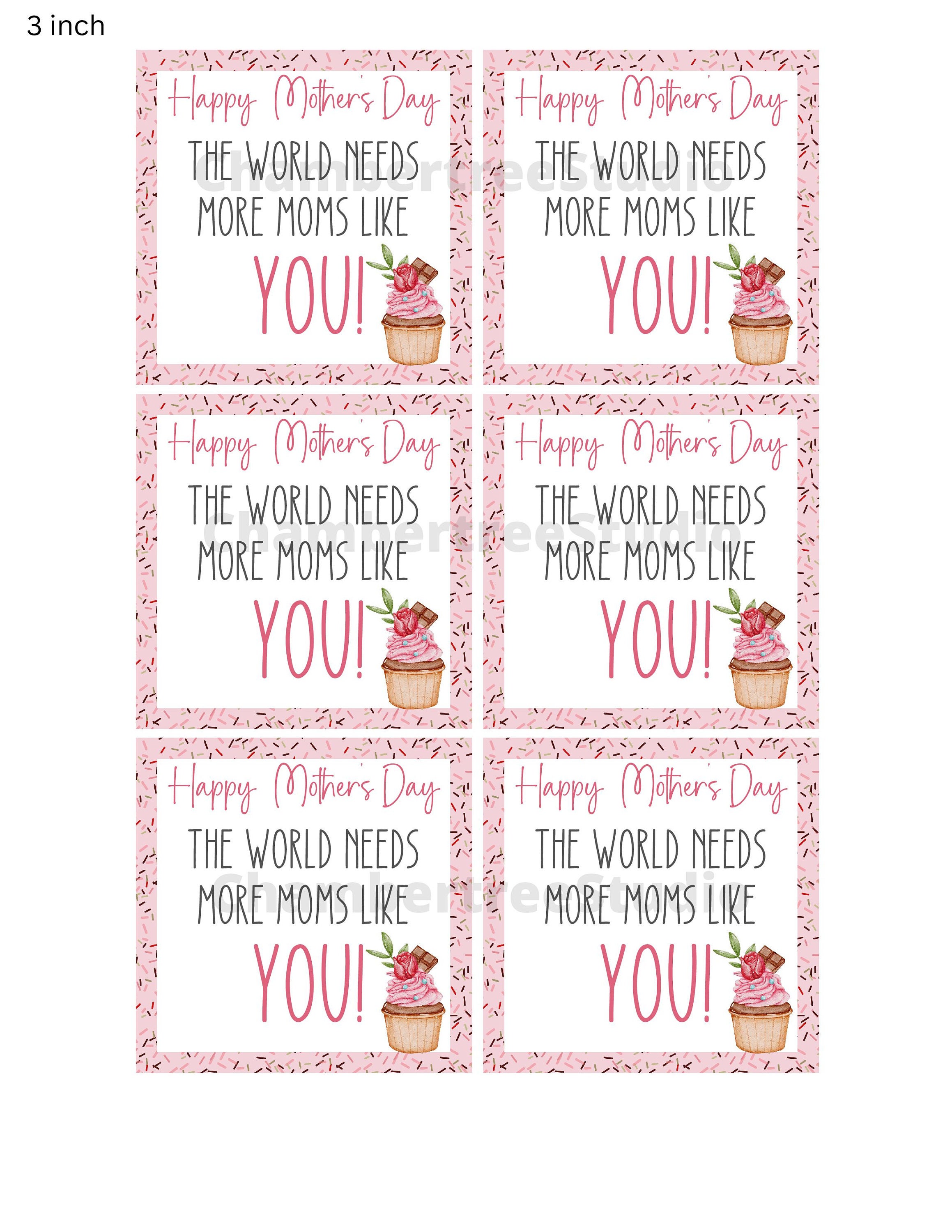 Mother's Day Gift Tag, Printable Cookie Tag, Mom Tags, 3 & 4 Square ...