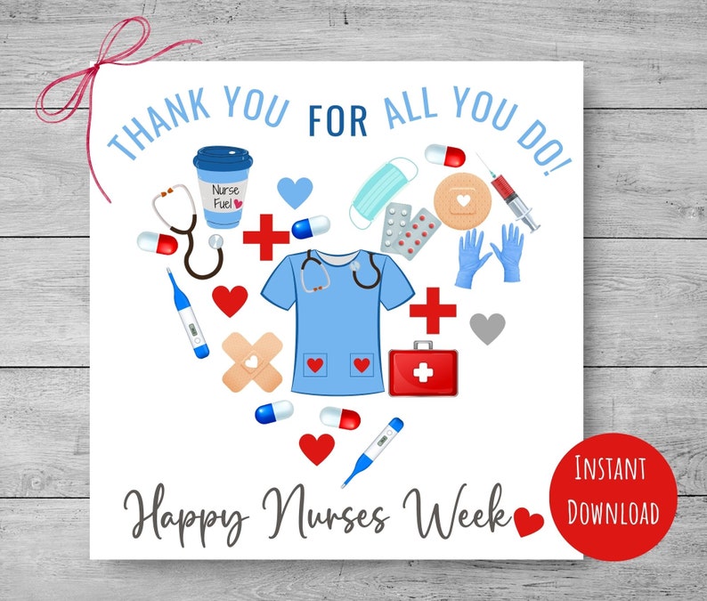 Nurse Week Appreciation Gift Tag, 3" and 4" Tags, Happy Nurses Week ...