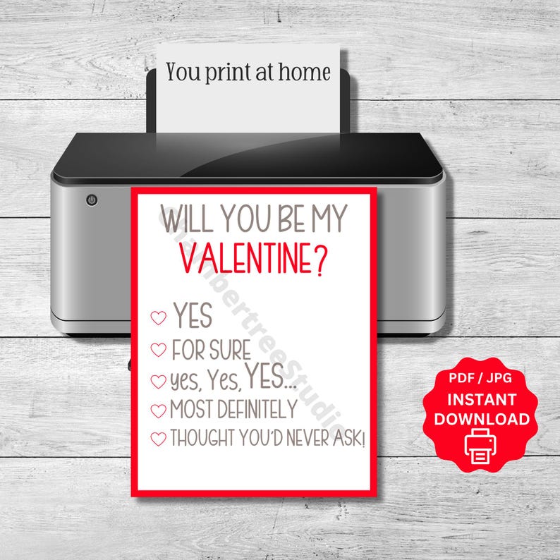 Will You Be My Valentine Printable Sign, Funny Valentine’s Day Decor ...