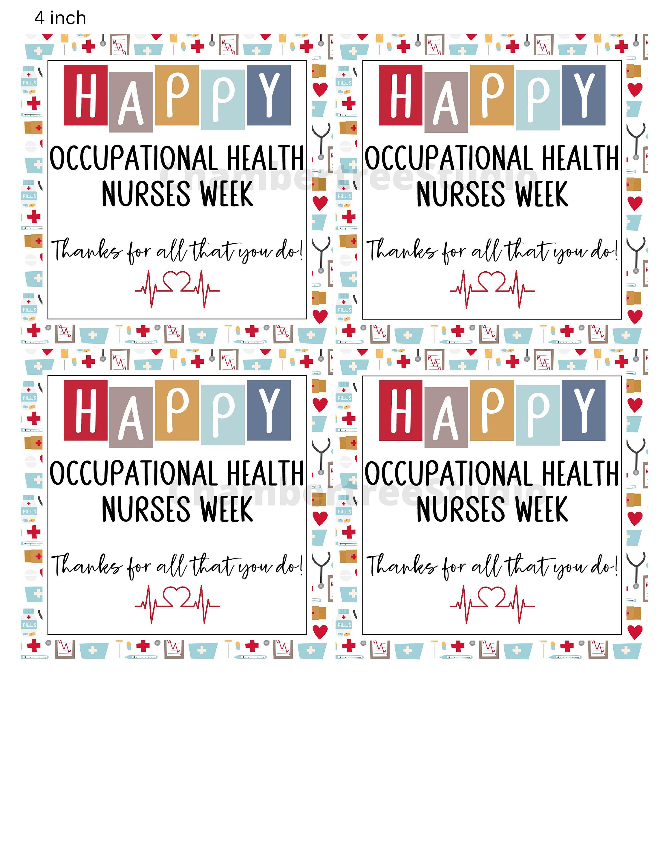 Occupational Health Nurses Week Gift Tag, OHN Week, 3 and 4 Gift Tags ...