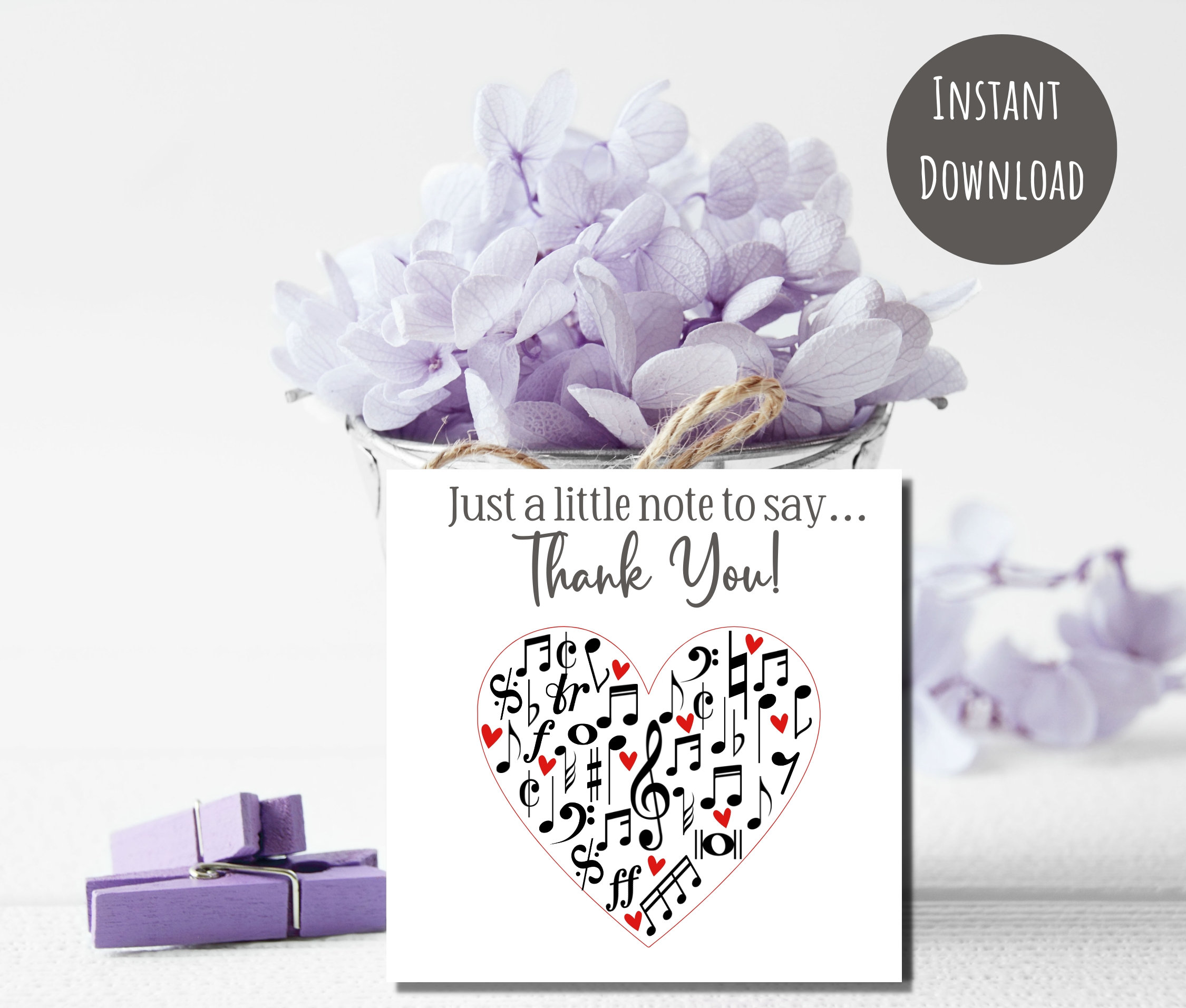 Music Teacher Appreciation Card, Printable Thank You for Piano Teacher ...