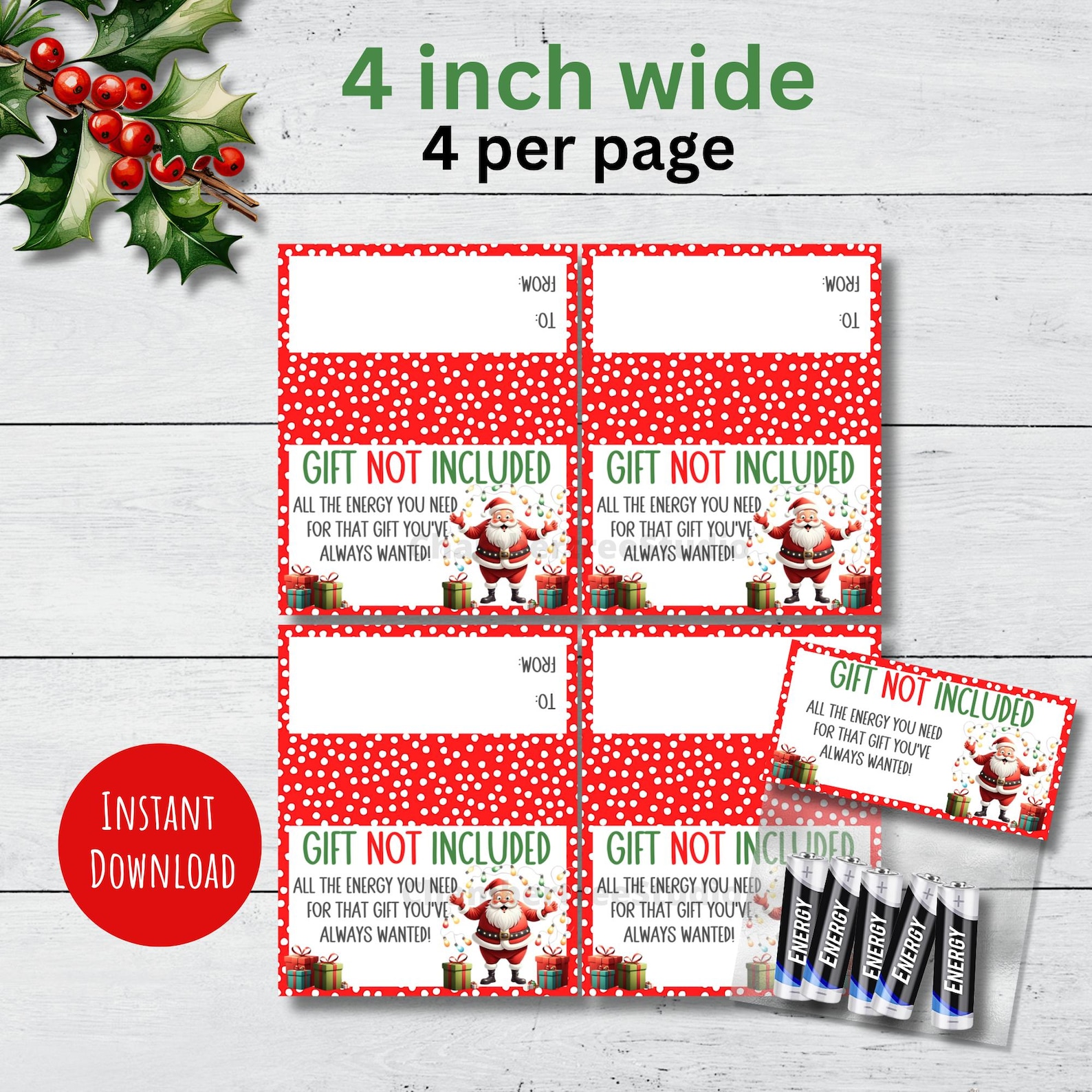 Gift Not Included Gift Tag, White Elephant Fun Christmas Gag, Stocking ...