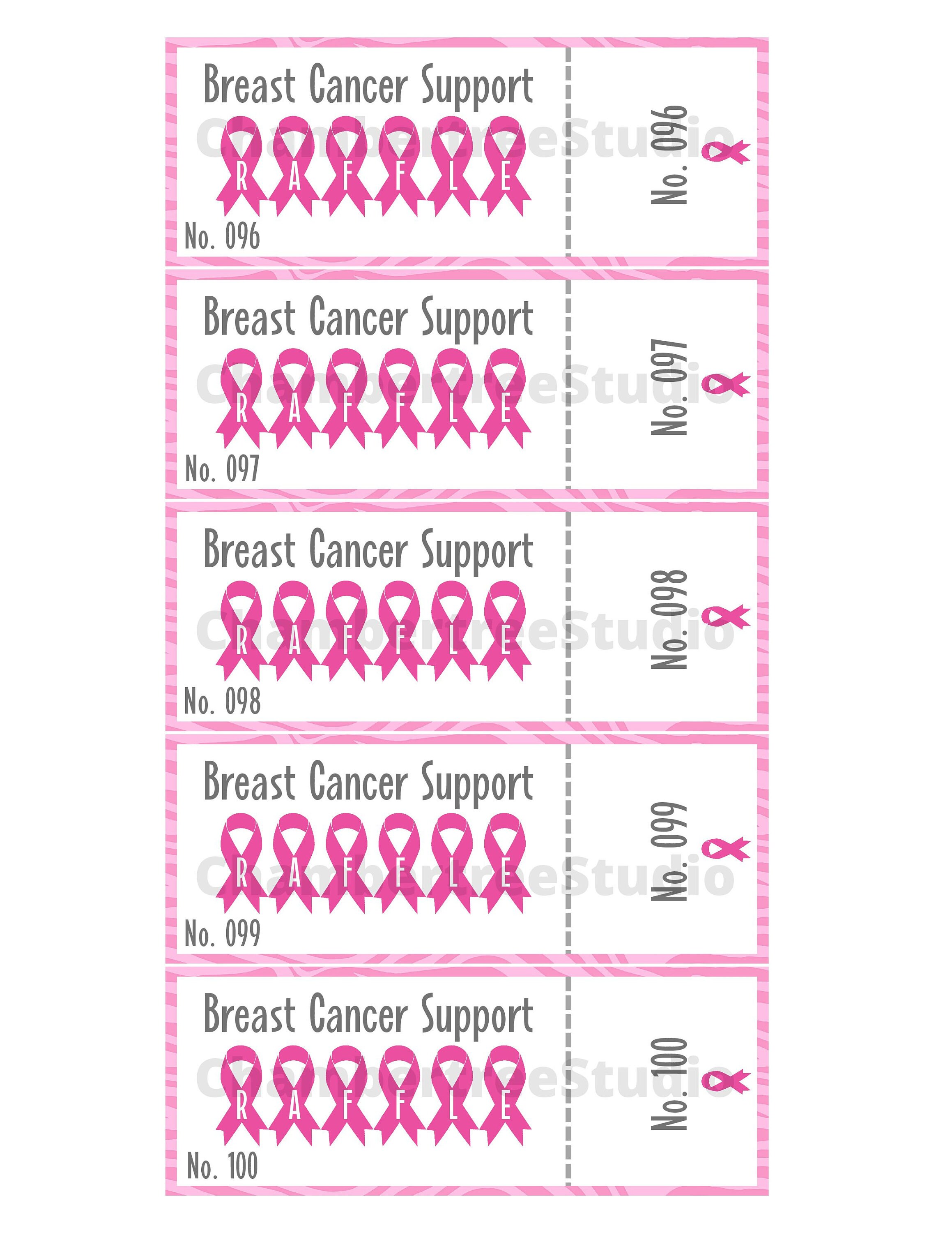 Breast Cancer Support Raffle Tickets, Pink Ribbon, Enter to Win ...