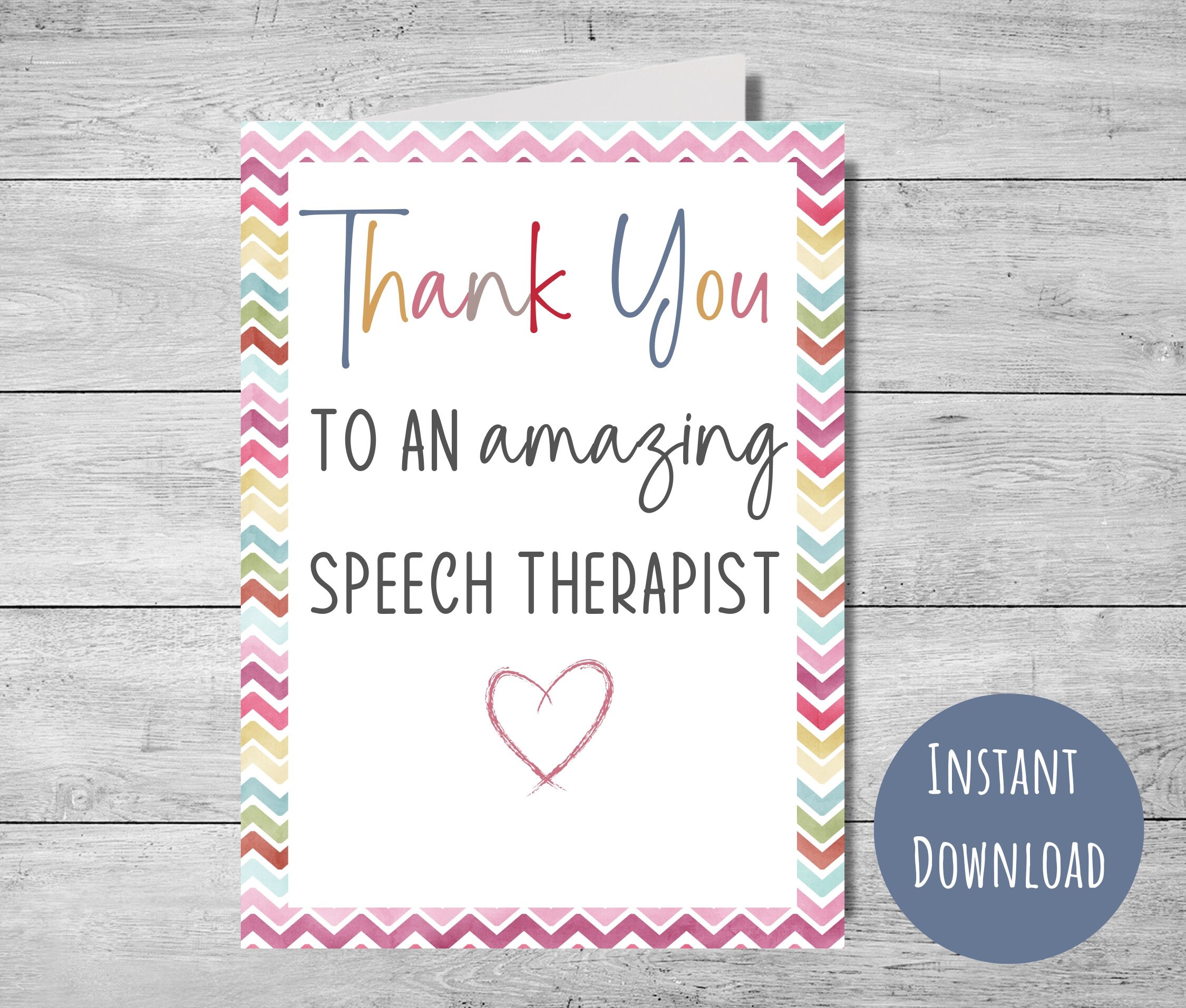Speech Therapist Thank You Card, Printable Appreciation Card for Speech ...