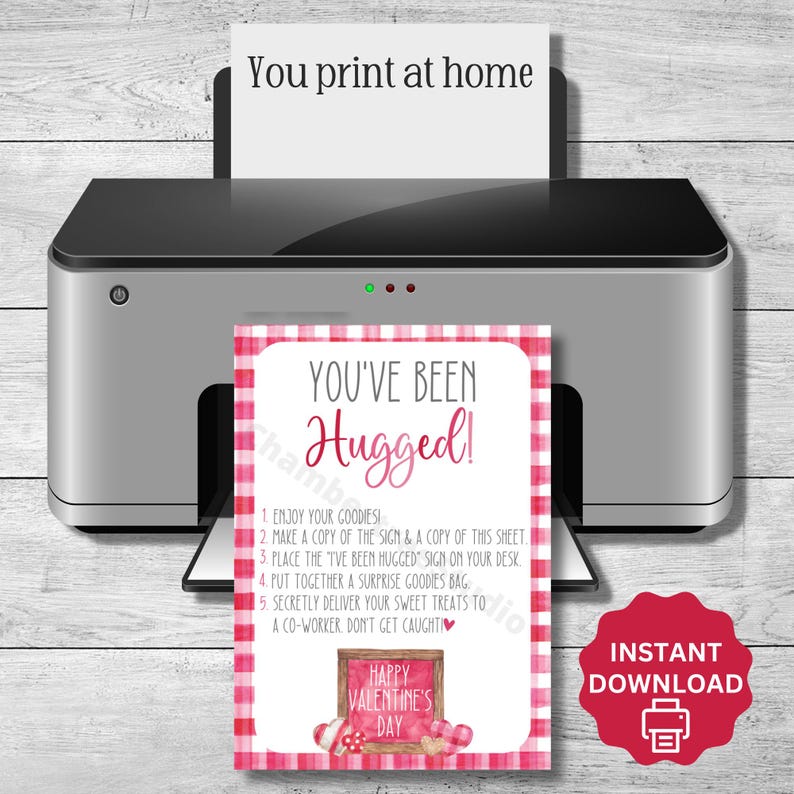 Valentine's Day Coworker Game Printable, You've Been Hugged, Printable ...