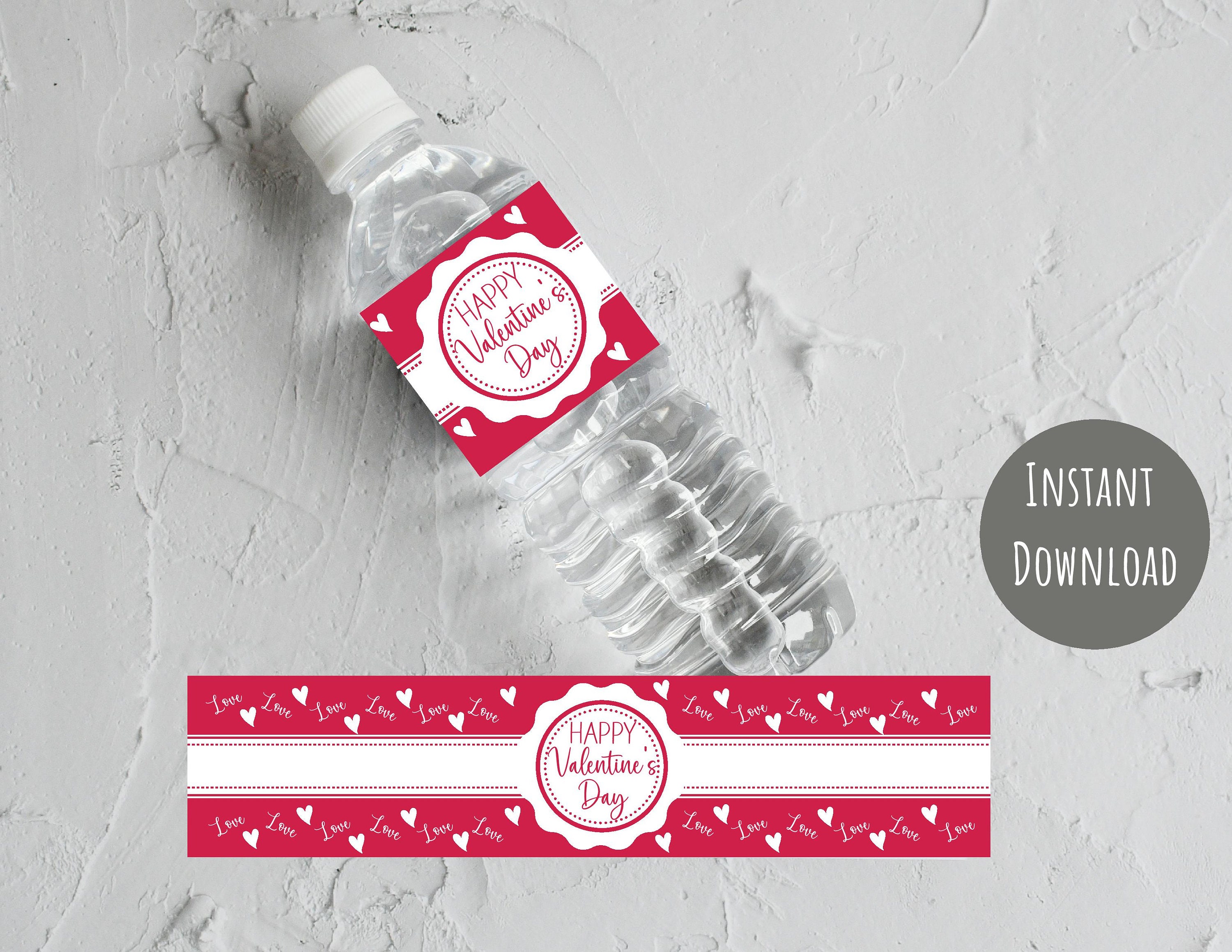 Valentine's Day Water Bottle Labels, Printable Water Bottle Wrapper ...