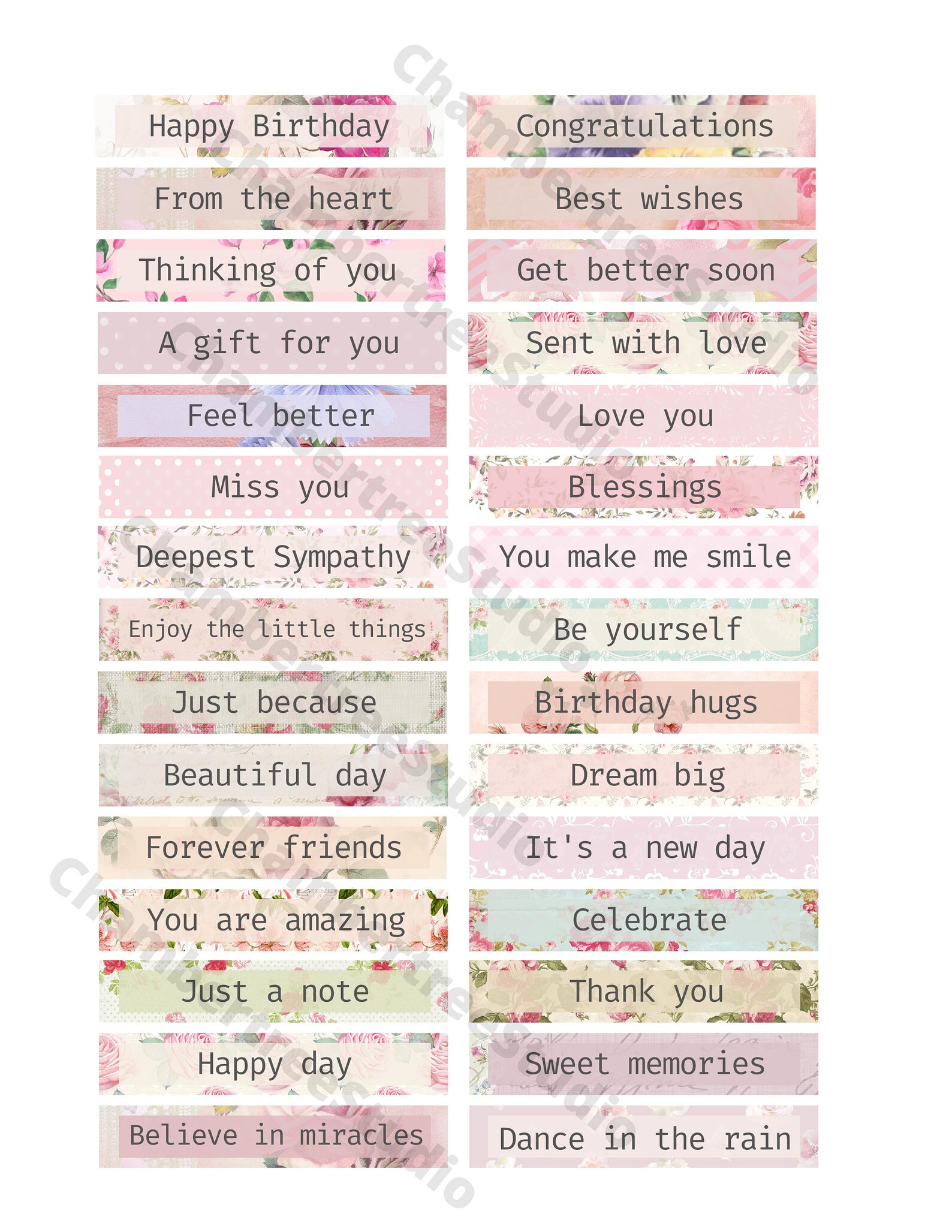 Junk Journal Words, Printable Word Sentiments, Digital Word ...