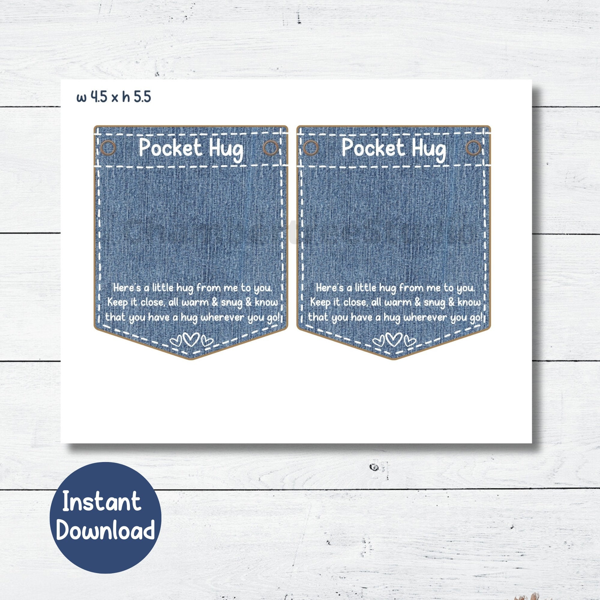 Pocket Hug Cards, Pocket Heart Holder, Printable Hug Holder Card ...