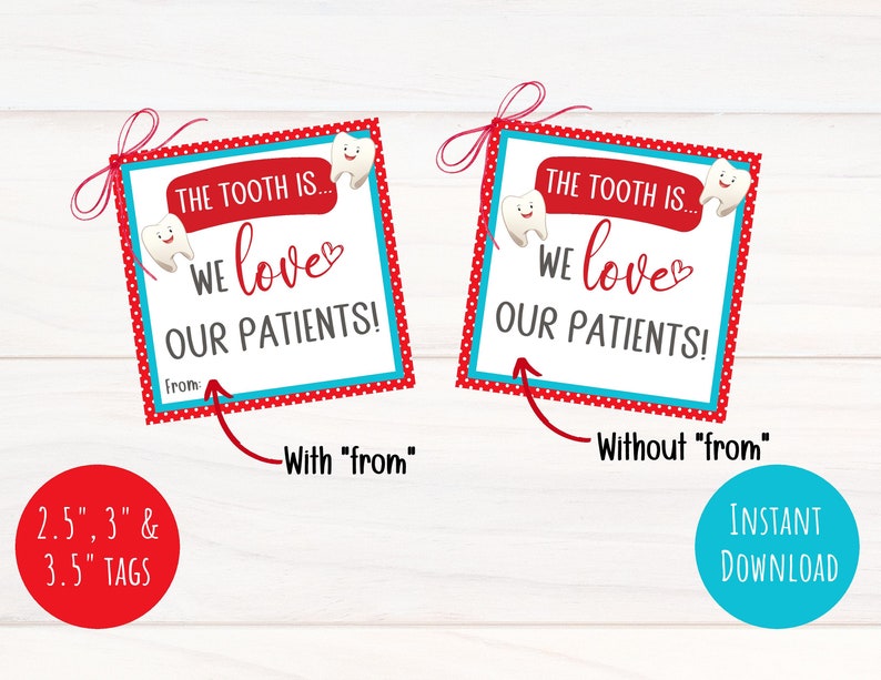 Dental Appreciation Tags for Patients, 2.5", 3" and 3.5"tags, Patient ...