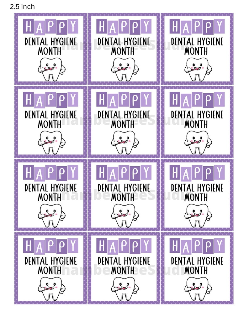 Dental Hygiene Month Gift Tag, Dental Hygiene Appreciation Tags, 2.5 ...