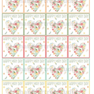 Happy May Day Tag, Spring Gift Tag, 2", 2.5" & 3" Sizes, Printable May ...