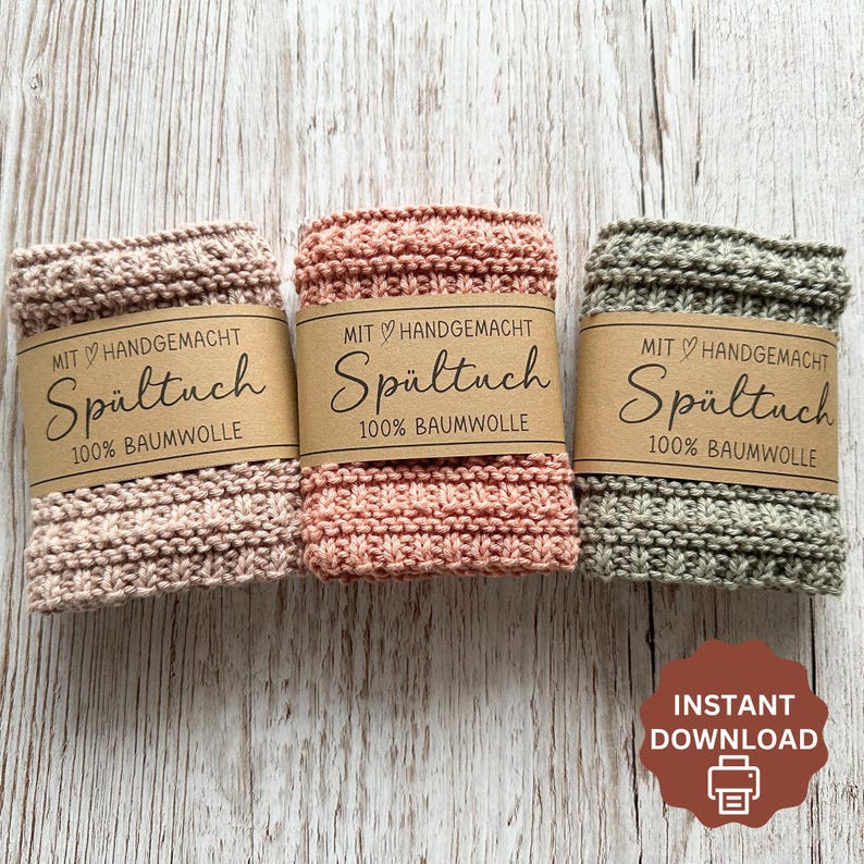 Printable Dishcloth Banderole – Labels for Crochet and Knitted ...