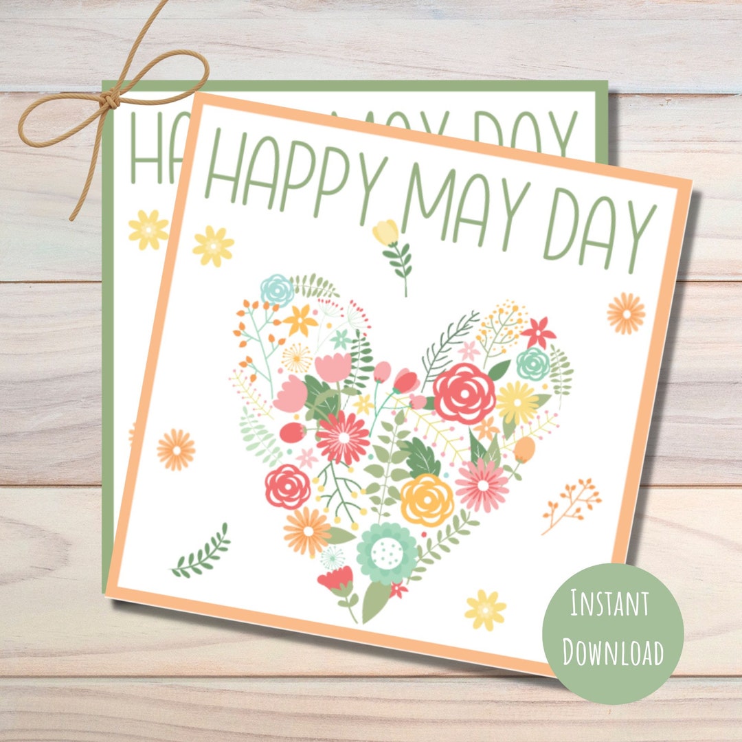 Happy May Day Tag, Spring Gift Tag, 2", 2.5" & 3" Sizes, Printable May ...