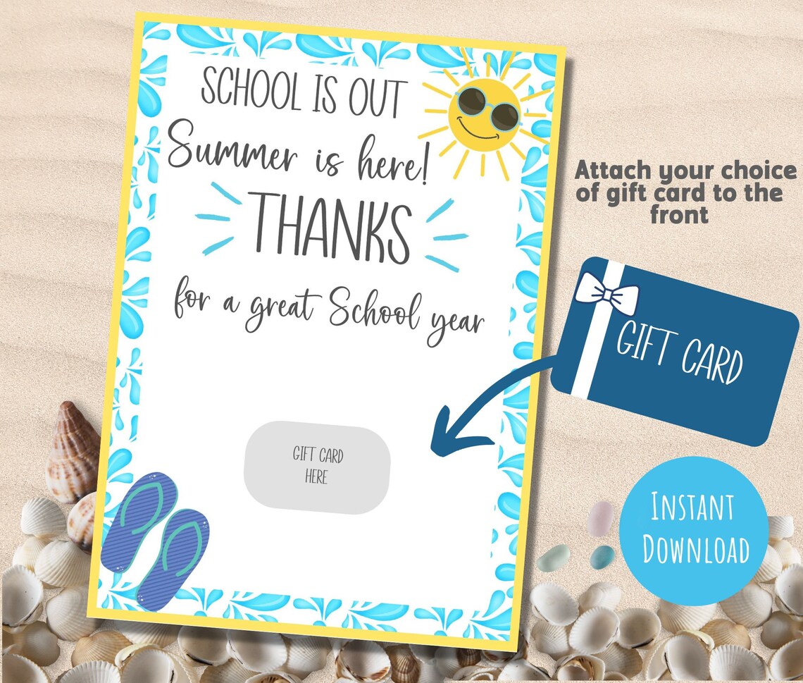 End of School Year Gift Card Holder for Teacher, Appreciation Gift Card ...
