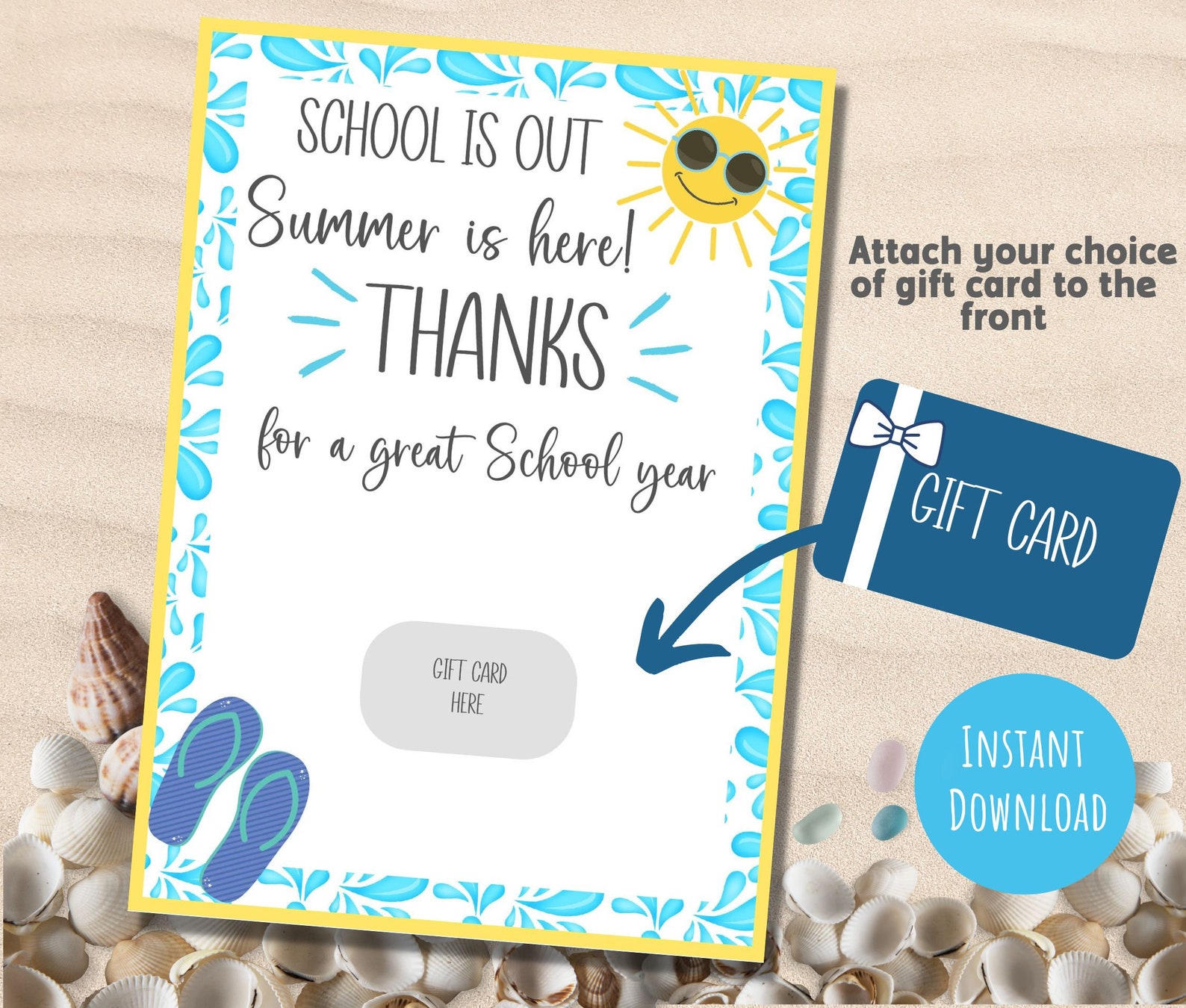 End of School Year Gift Card Holder for Teacher, Appreciation Gift Card ...
