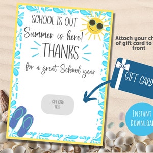 End of School Year Gift Card Holder for Teacher, Appreciation Gift Card ...