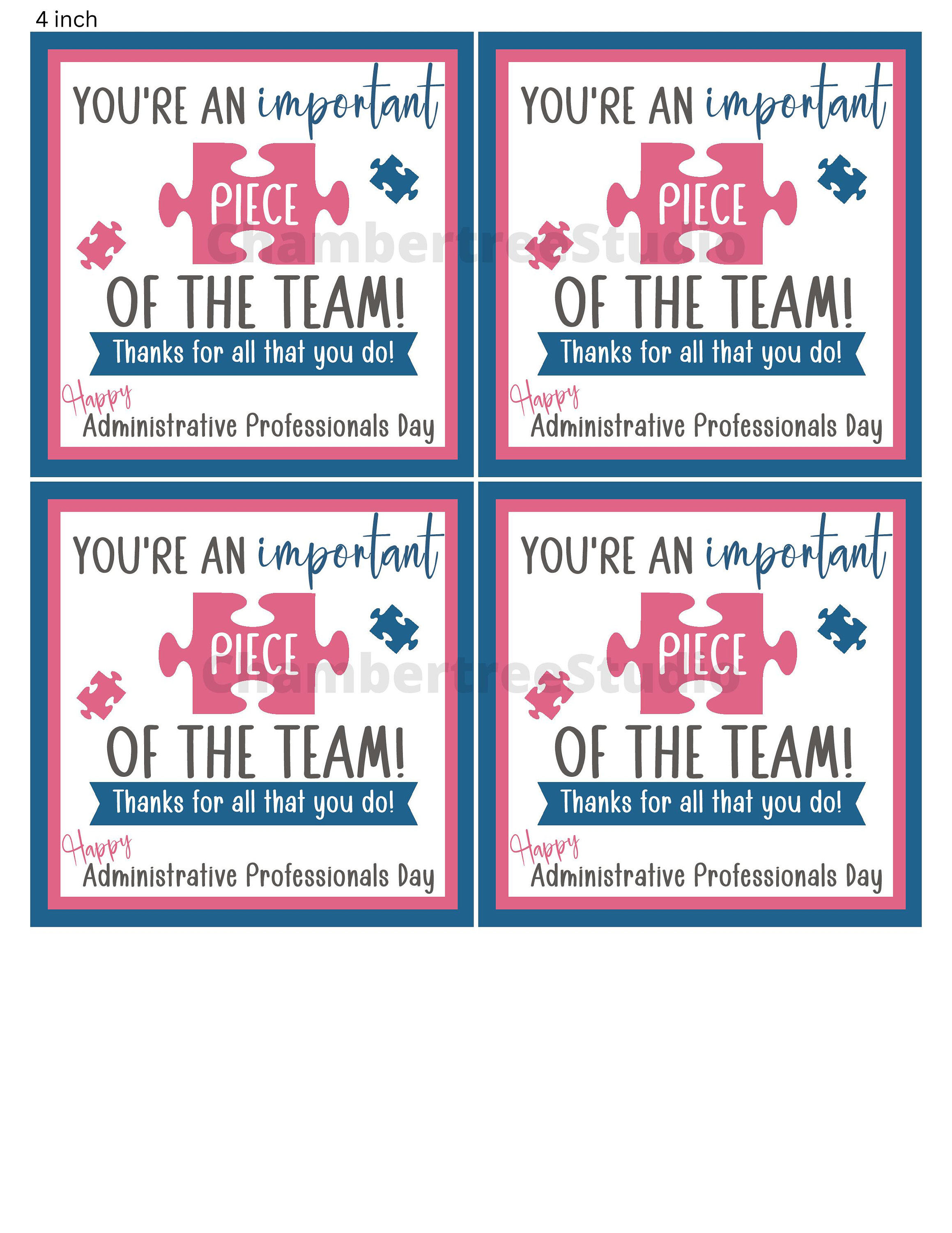 Administrative Professionals Day Gift Tag, Employee Appreciation ...