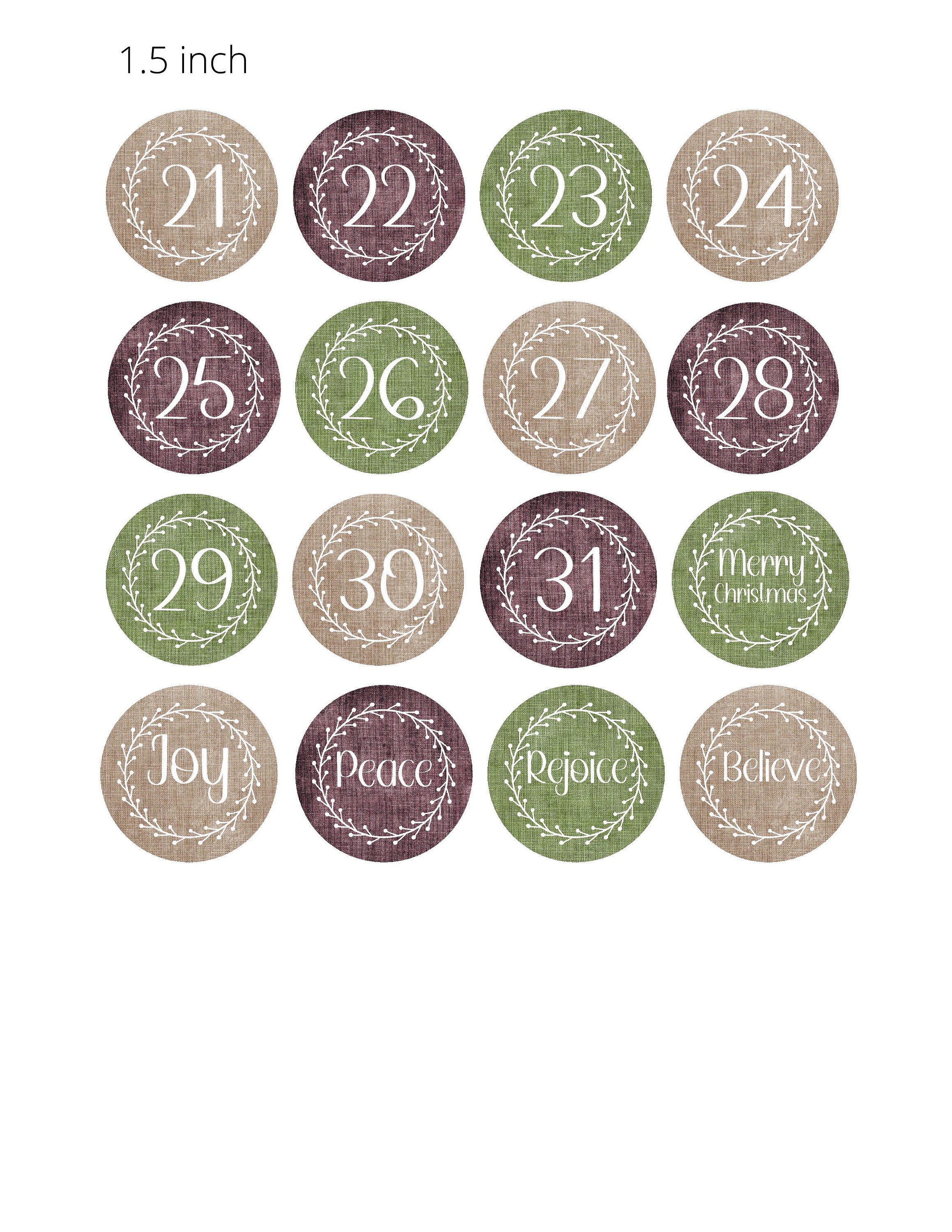 Advent Calendar Numbers, 1.5 & 2, DIY Advent Calendar Kit, Printable ...