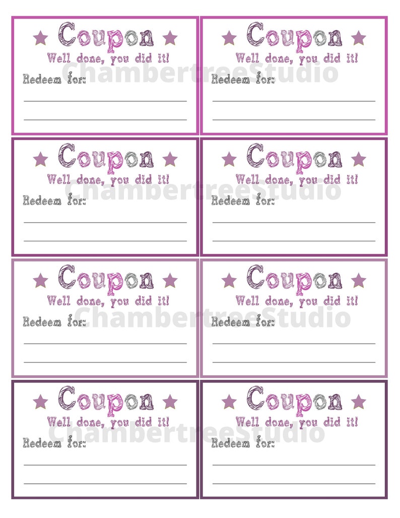 Coupon Cards for Kids, Printable Good Behavior Card, Printable Redeem ...