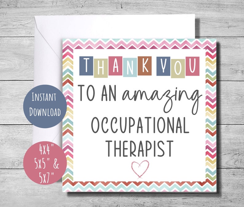 Occupational Therapist Thank You Card, Printable Appreciation for ...