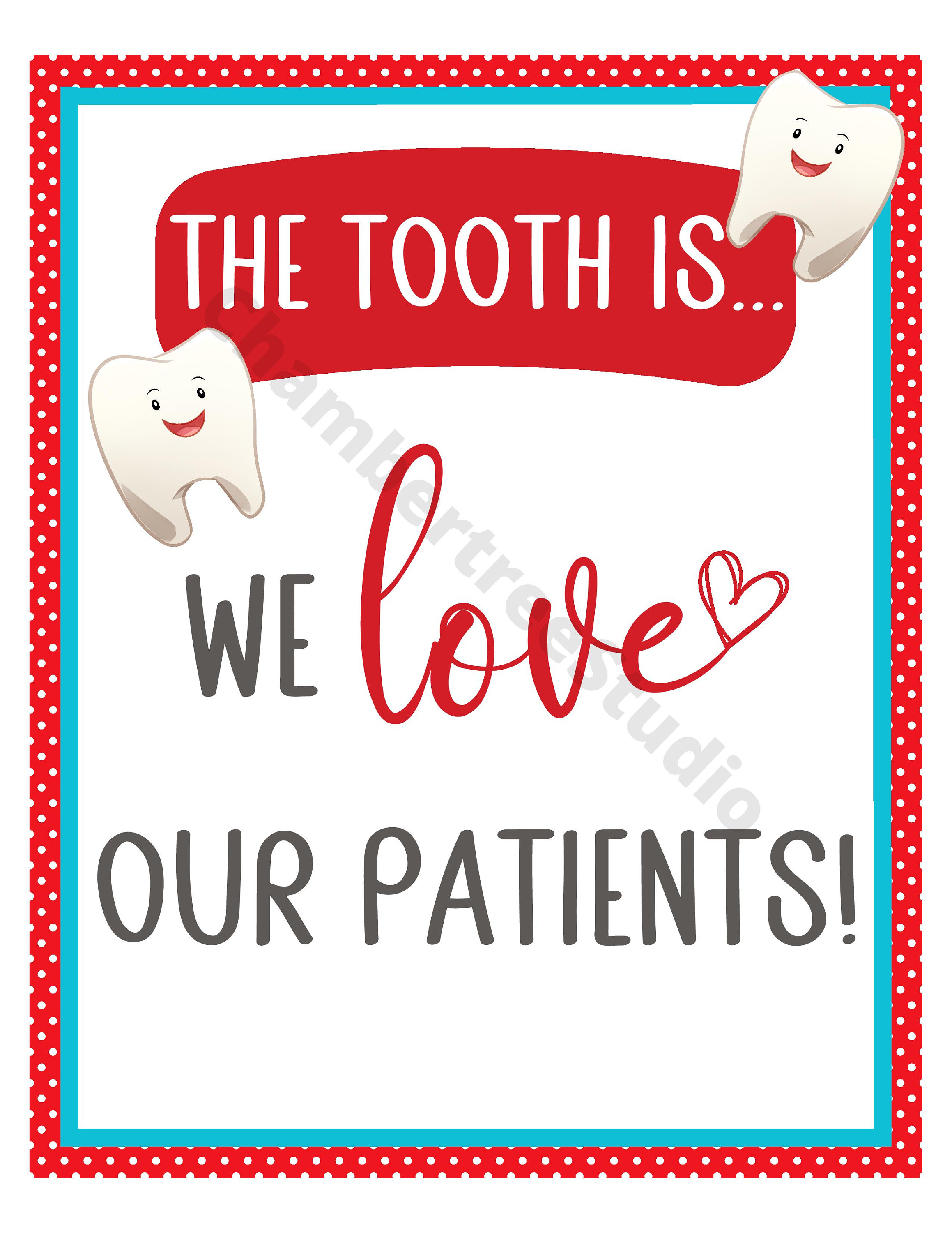 Dental Patient Appreciation Sign, Printable Valentine's Day Sign for ...