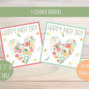 Happy May Day Tag, Spring Gift Tag, 2", 2.5" & 3" Sizes, Printable May ...