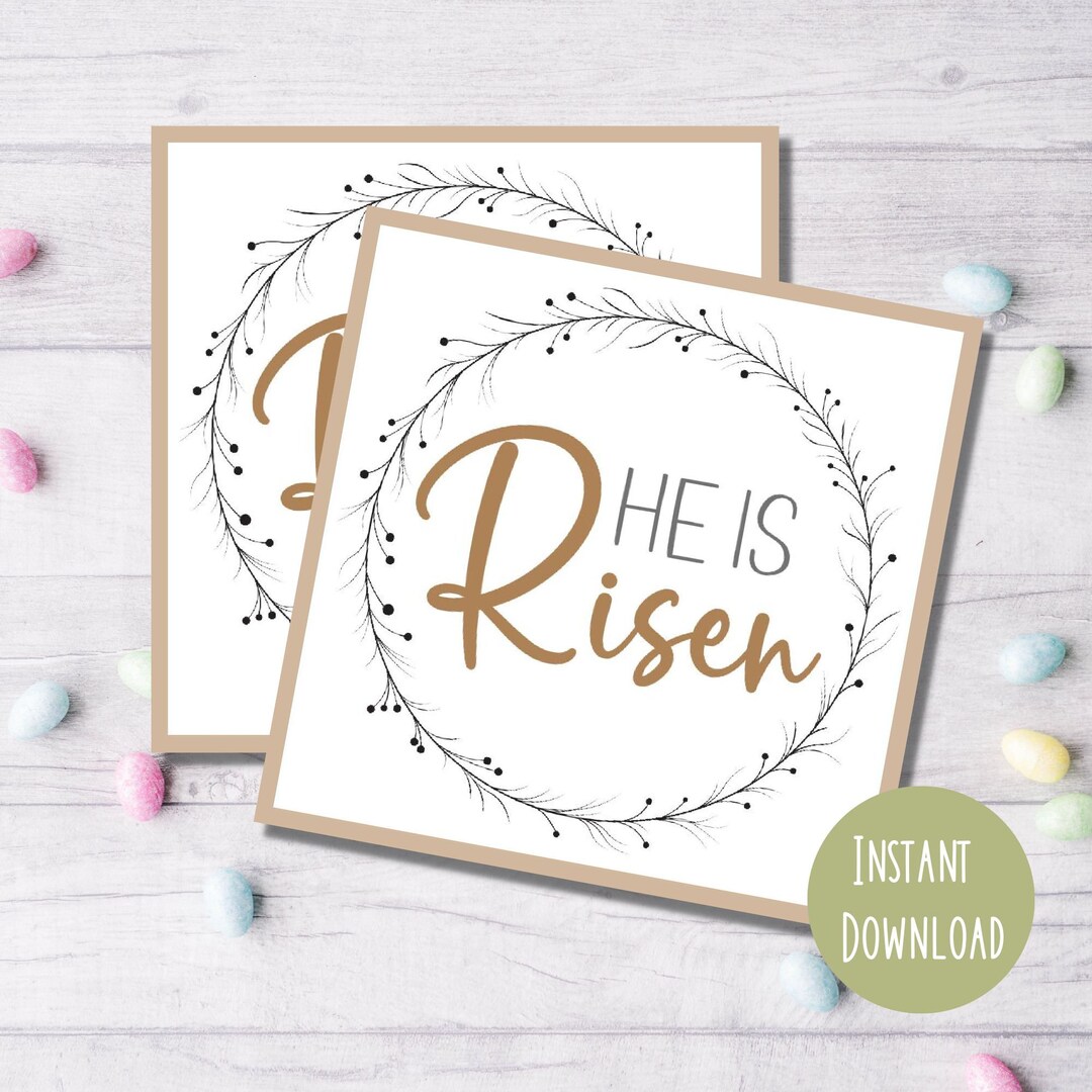 He is Risen Gift Tag, Printable Easter Gift Tags, Easter Basket Gift ...