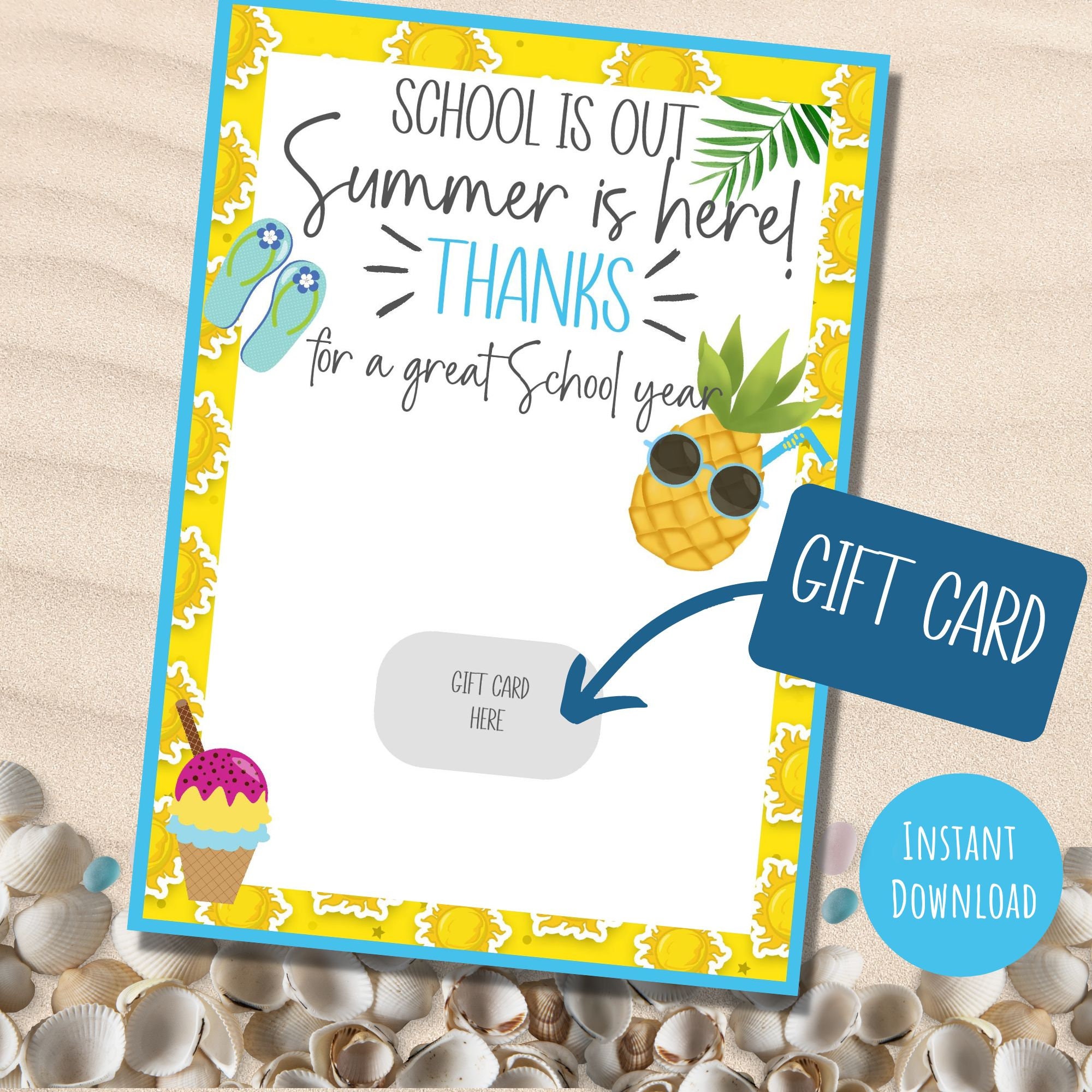 End of School Year Gift Card Holder for Teacher, Teacher Appreciation ...