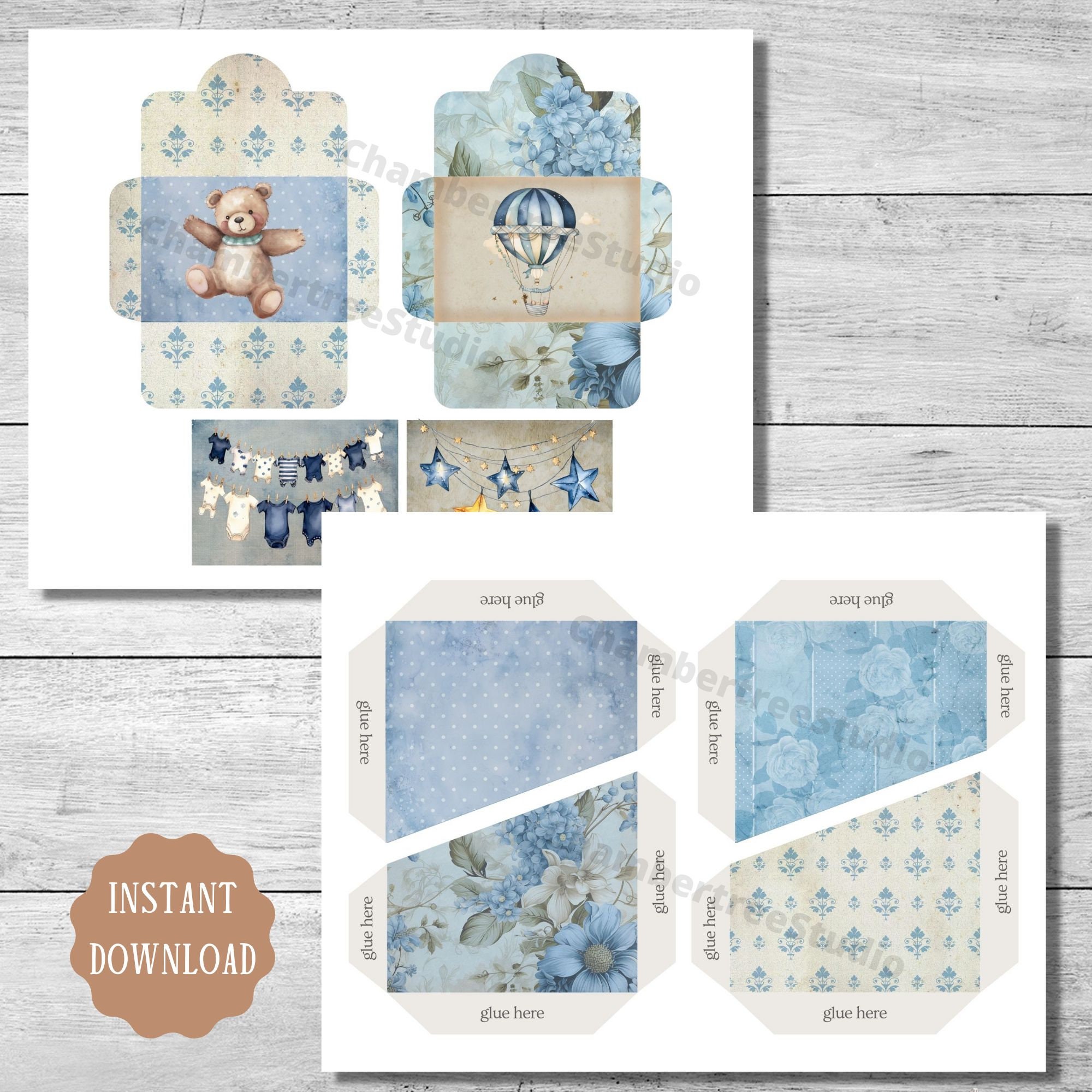 Baby Boy Junk Journal Kit, Scrapbook Papers and Ephemera, Printable ...