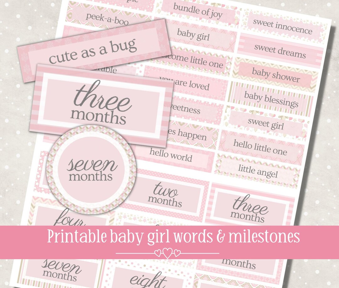 Baby Girl Words, Printable Word Sentiments, Baby Junk Journal, Baby ...