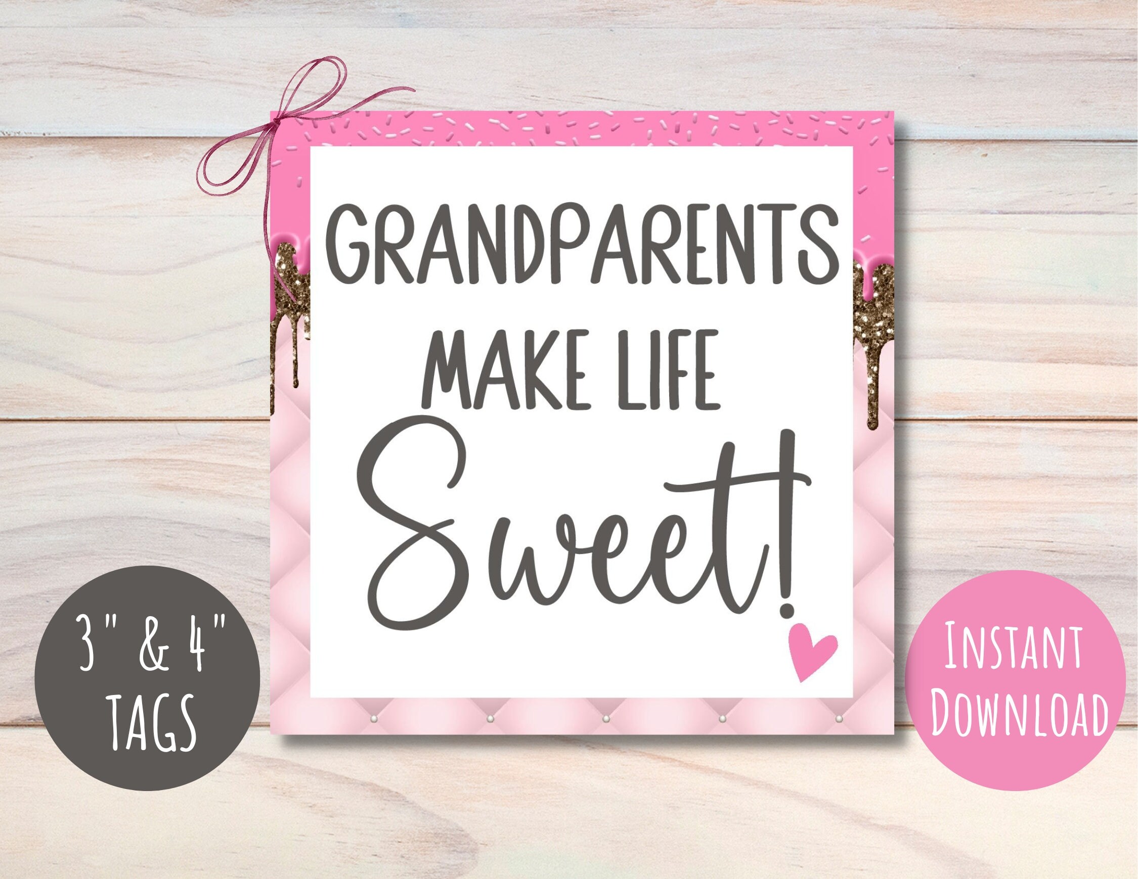 Happy Grandparents Day Gift Tag, Appreciation Gift Tag, 3" & 4" Tags ...