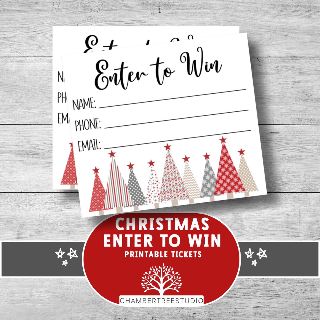 Christmas Enter to Win Tickets, 3x3.5" Size Cards, School Fundraiser ...