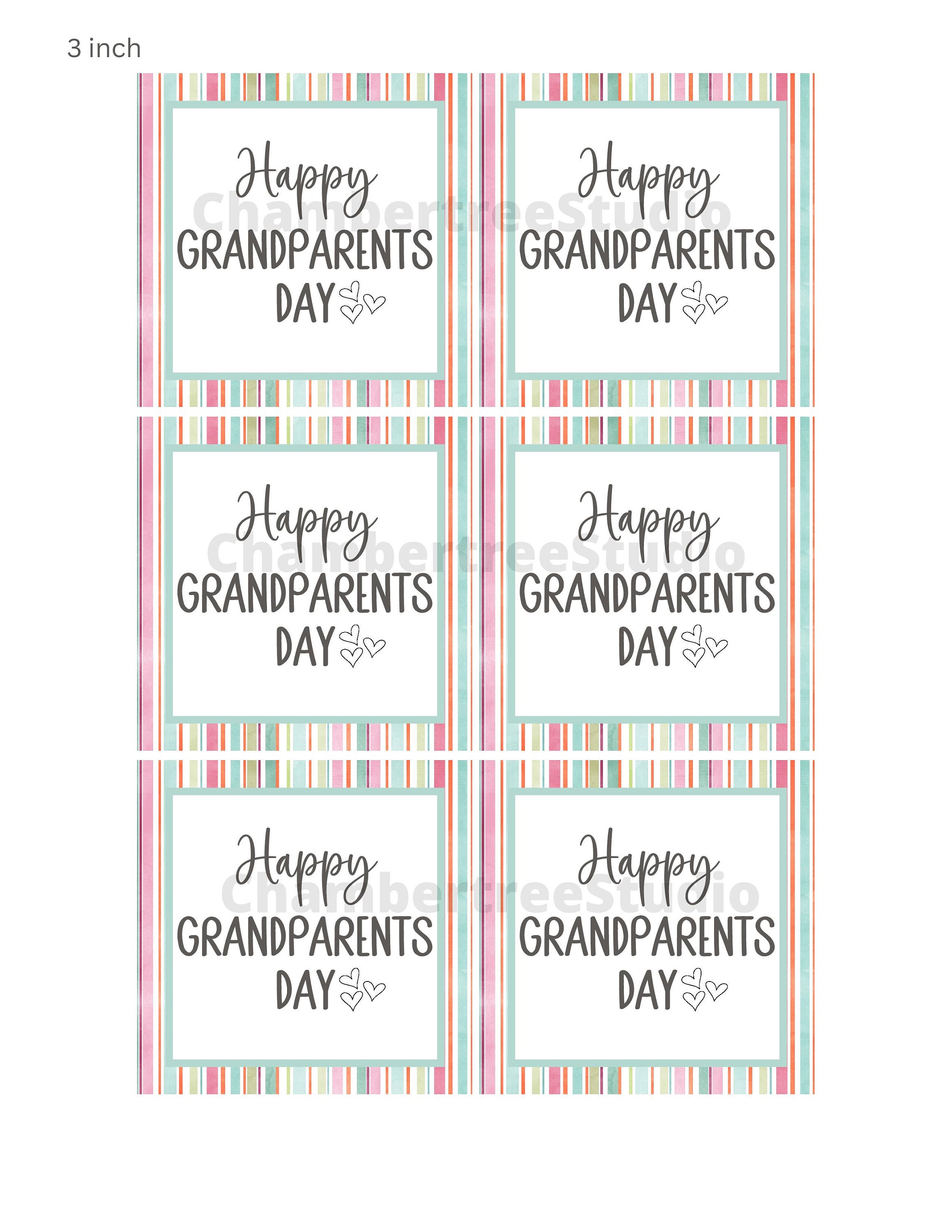 Happy Grandparents Day Gift Tag, Appreciation Gift Tag, 3" & 4" Tags ...