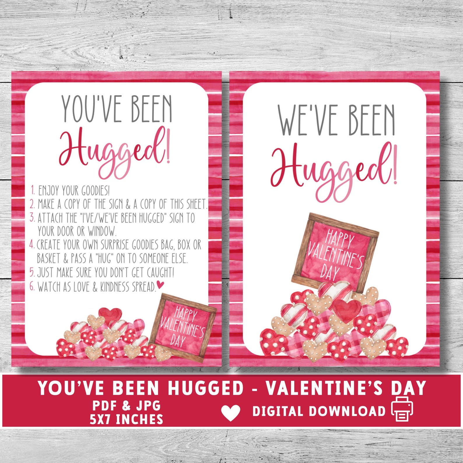 Valentine's Day You've Been Hugged Game, Valentine's Day Printable ...