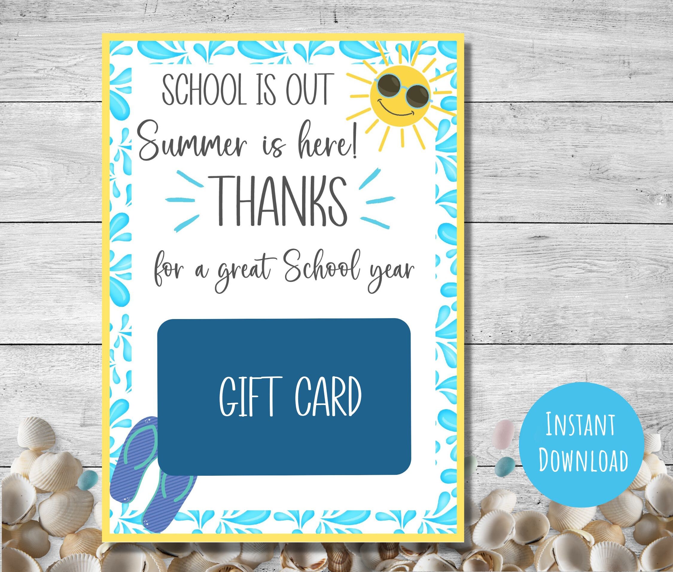 End of School Year Gift Card Holder for Teacher, Appreciation Gift Card ...