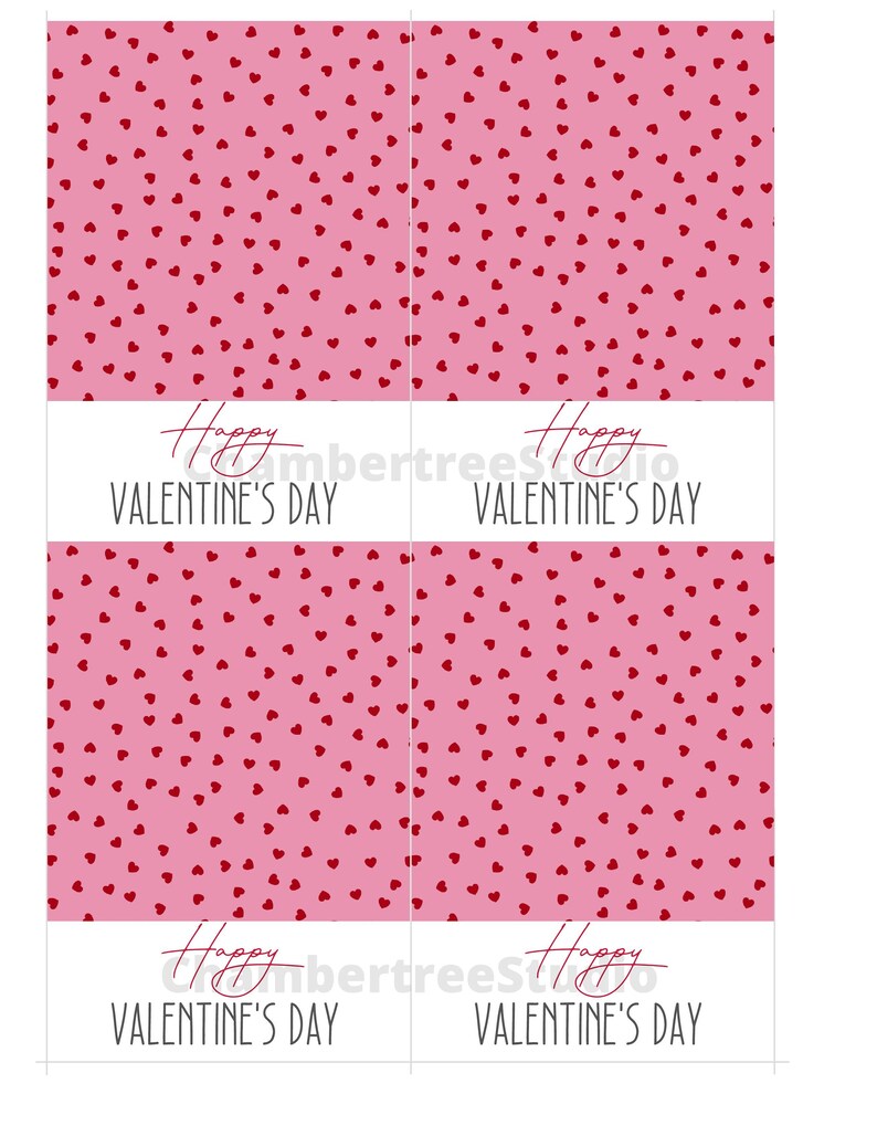 Valentine's Day Mini Cookie Card, 3.5 X 5 Inch Cookie Cards, Printable ...