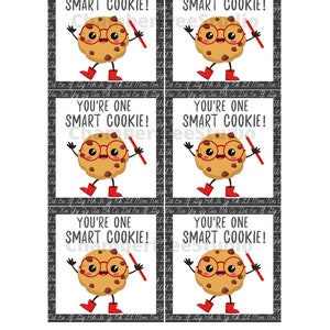 You're One Smart Cookie Tag, Kindergarten Gift Tag, Classroom, Last Day ...