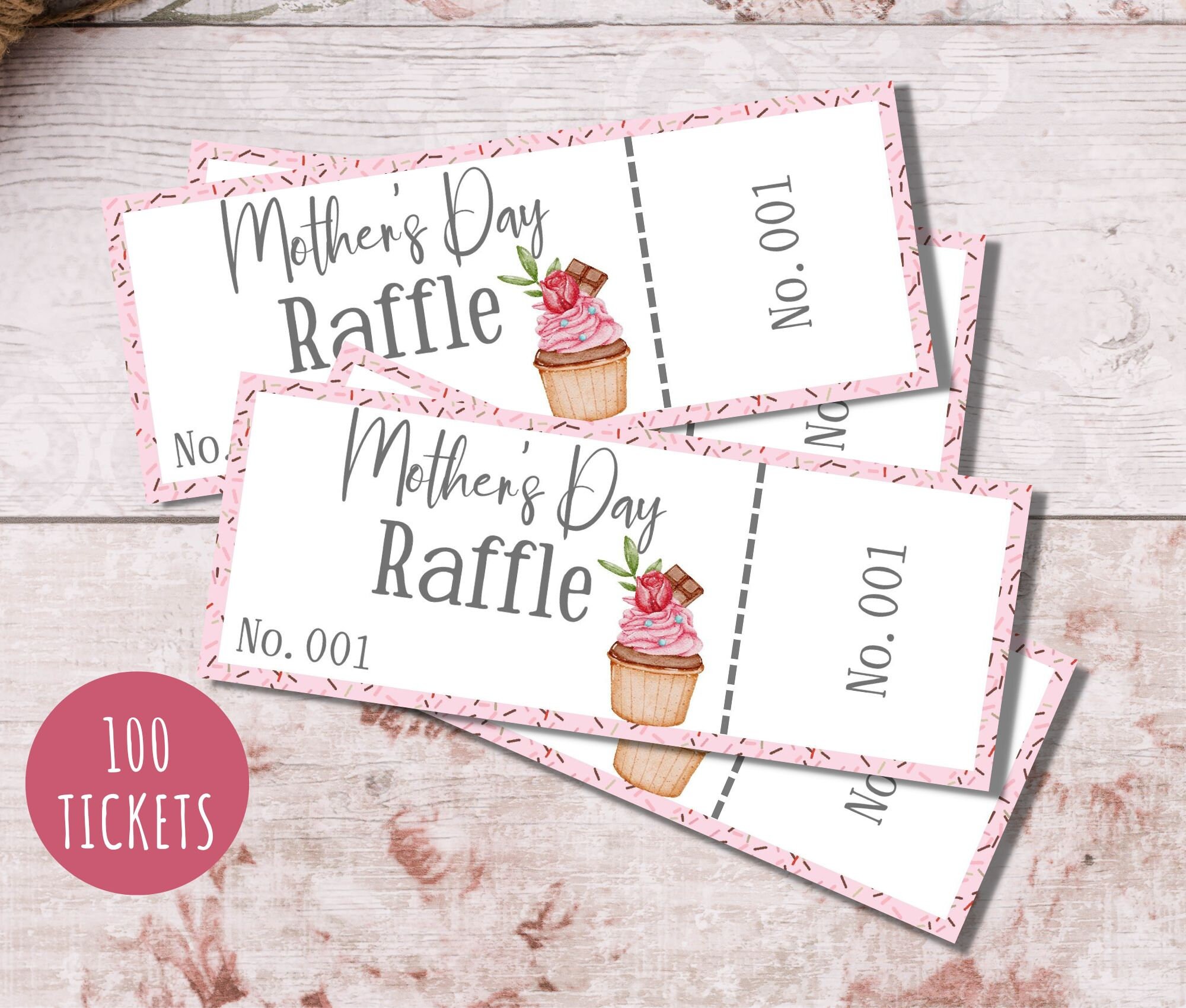 Mother's Day Raffle Tickets, 2. X 5.2, Fundraising Ticket Coupons ...