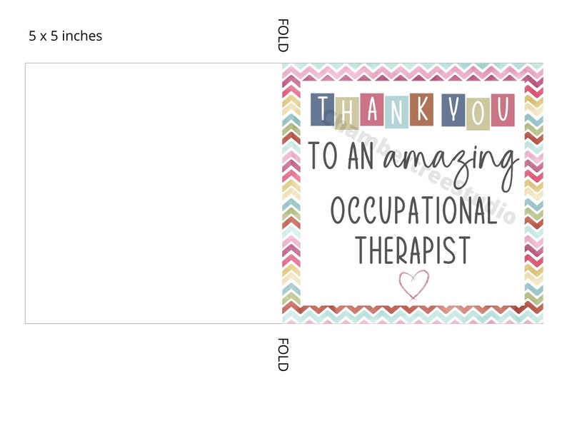 Occupational Therapist Thank You Card Printable Appreciation - Etsy