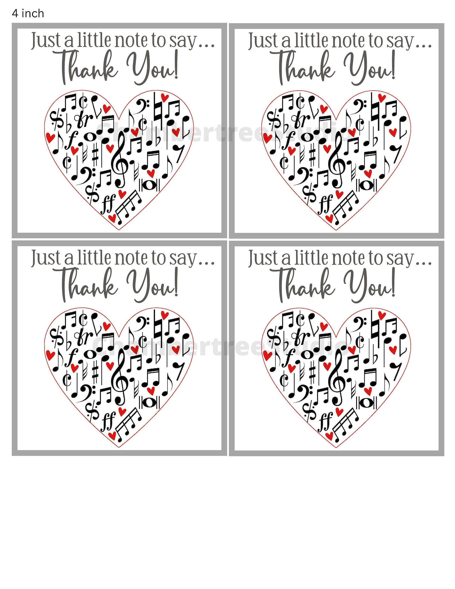 Music Teacher Appreciation Gift Tag, Printable Thank You Gift Tag ...