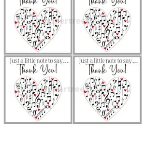 Music Teacher Appreciation Gift Tag, Printable Thank You Gift Tag ...