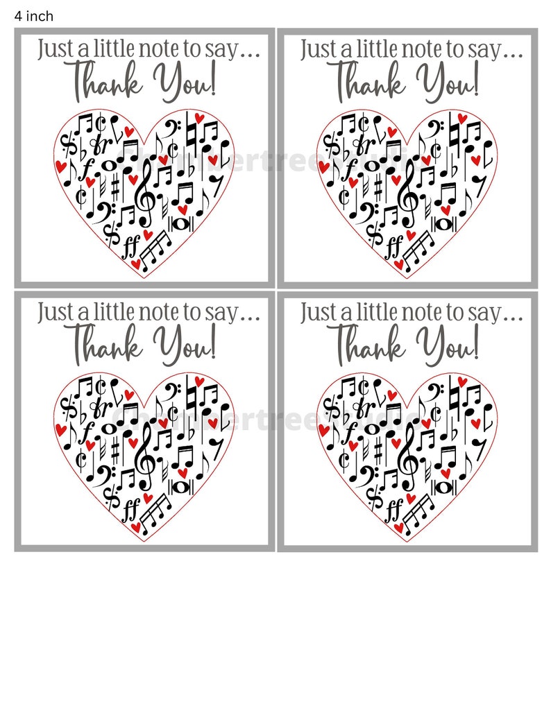 Music Teacher Appreciation Gift Tag, Printable Thank You Gift Tag ...