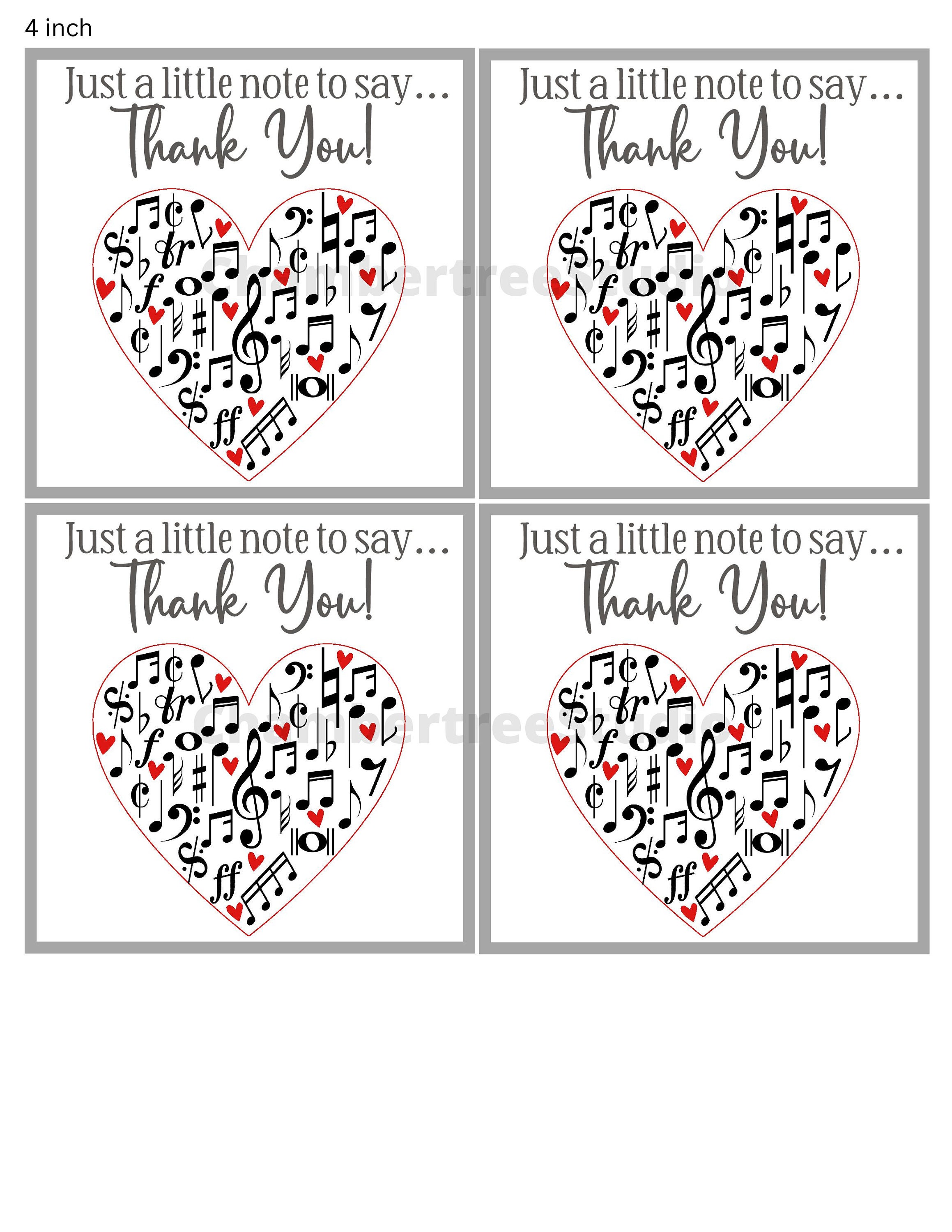 Music Teacher Appreciation Gift Tag, Printable Thank You Gift Tag ...